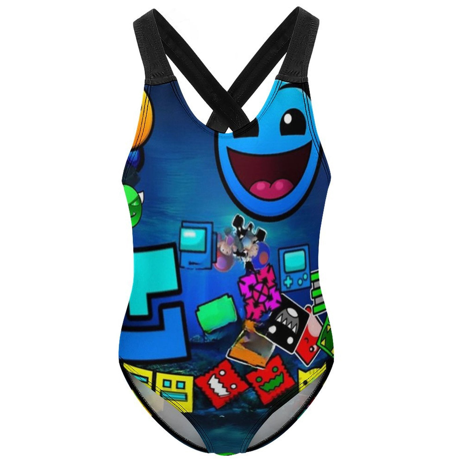 Girls Geometry Dash One Piece Swimsuit Bathing Suit Summer Swimwear ...