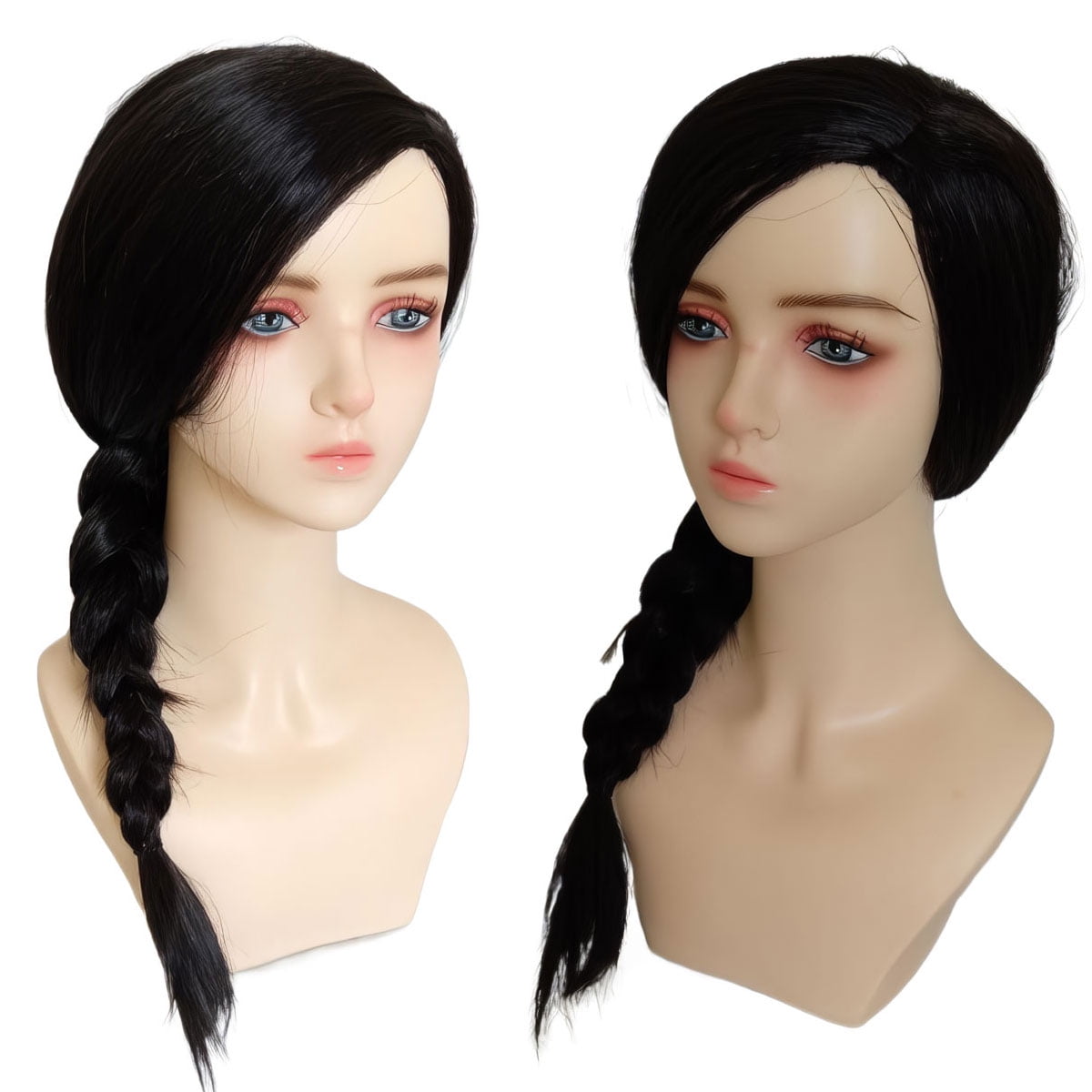 Girls Glinda Elphaba Costume Wig Halloween Blonde Black Braid Cosplay ...