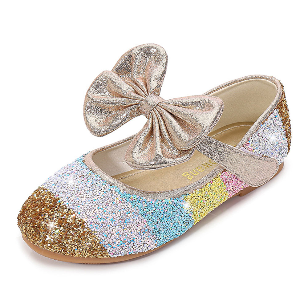 Girls Glitter Bowknot Ballet Mary Jane Flat School Dance Party Casual ...
