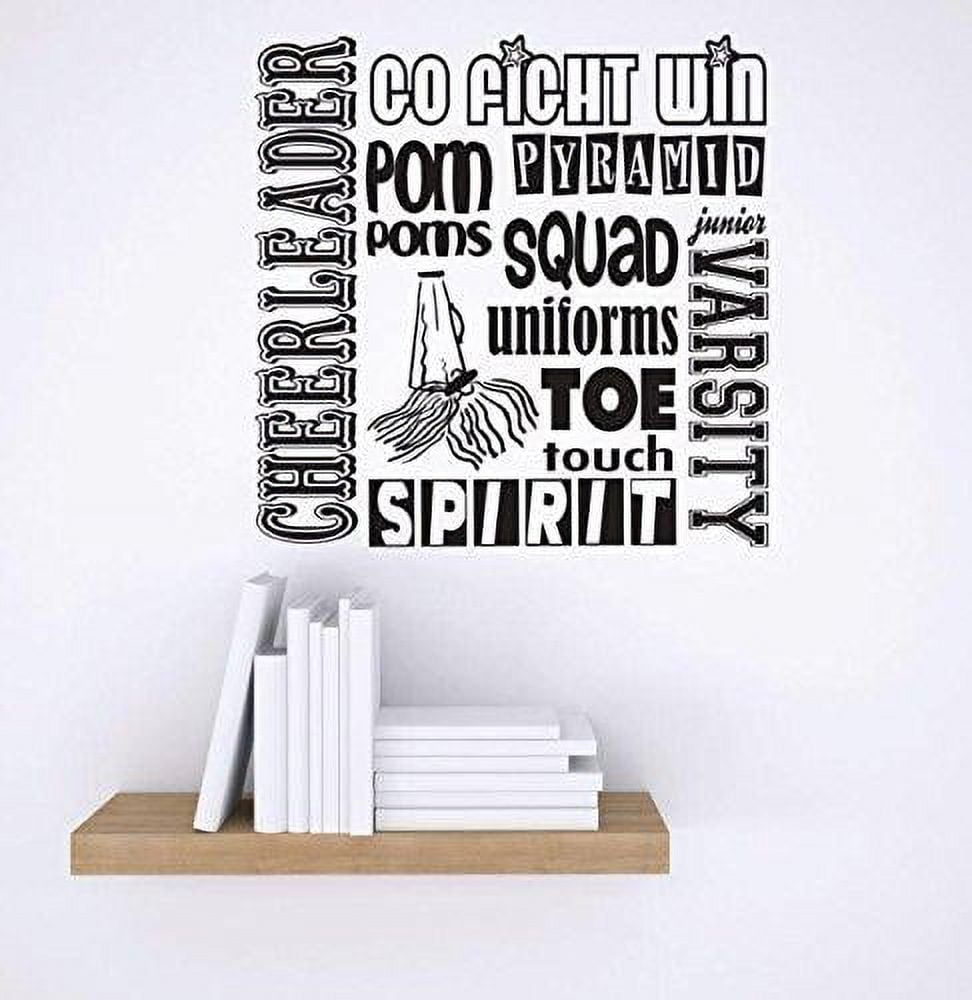 Girls Go Fight Win Motivational Signs Wall Decal Decoration Cheerleader ...
