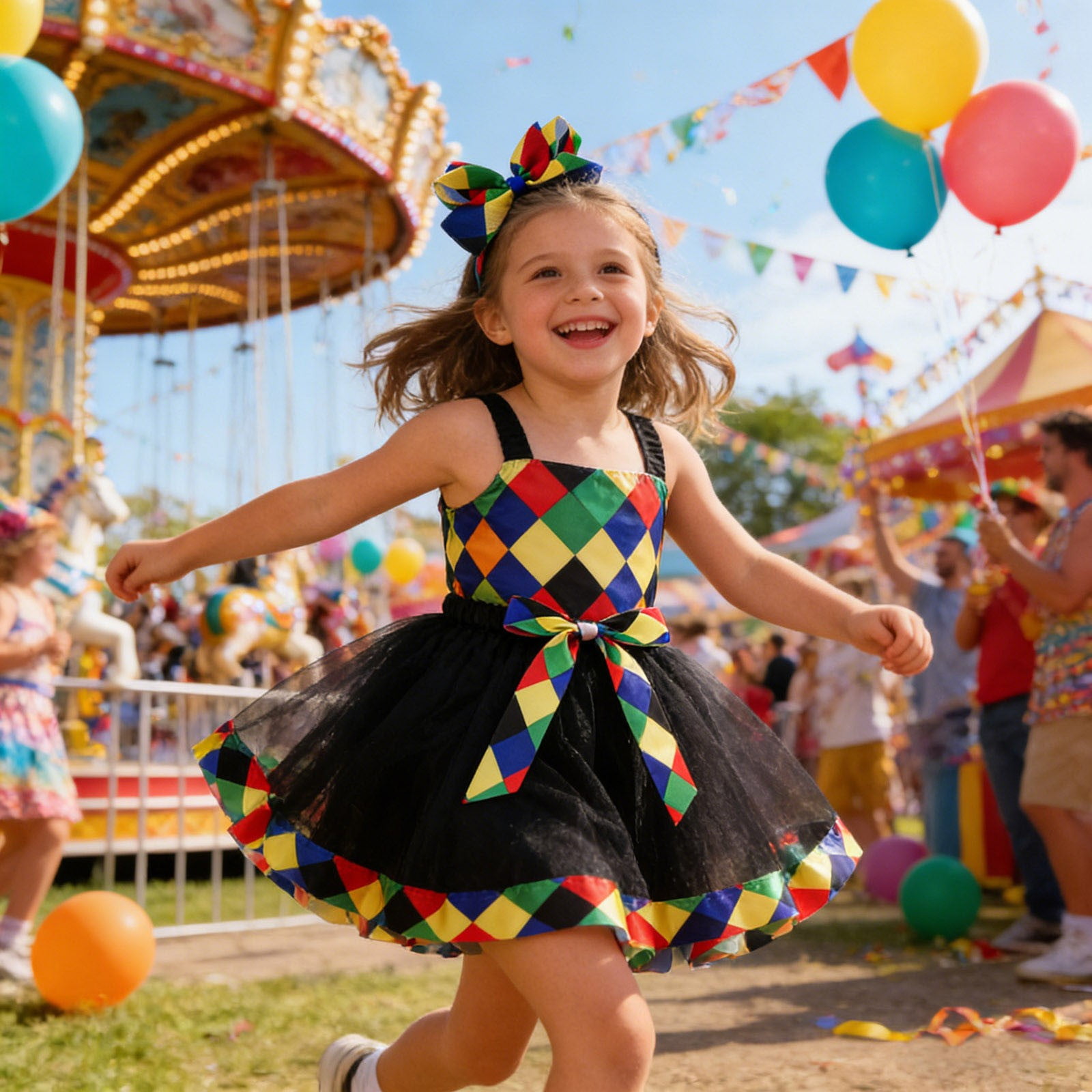 Girls Gradient Color Print Tutu Skirt with Bow Casual A Line Party ...