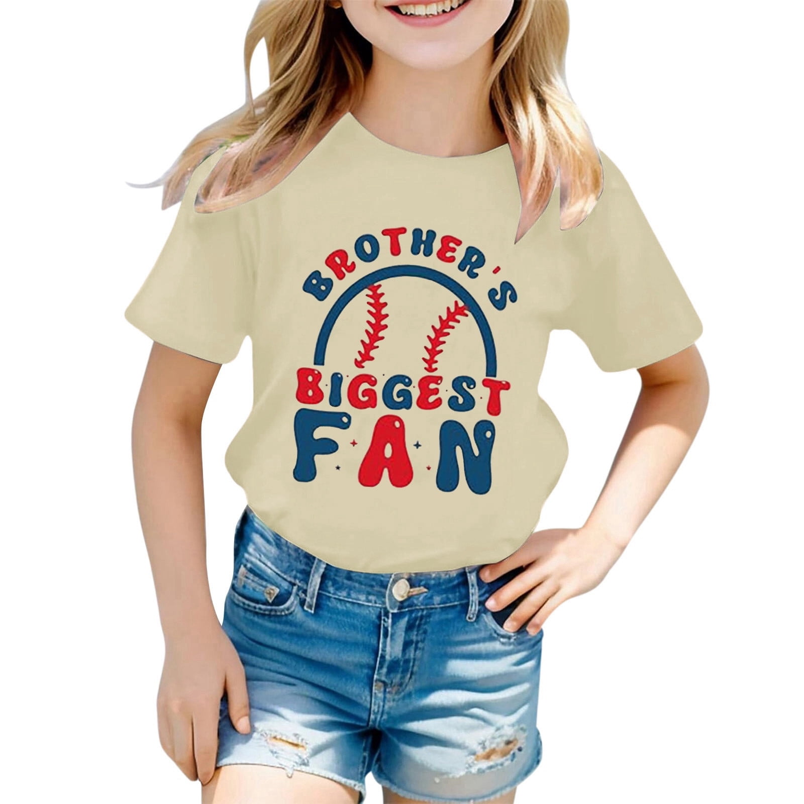 Girls Graphic Baseball Tee Loose Fit Short Sleeve Tops Casual Summer ...