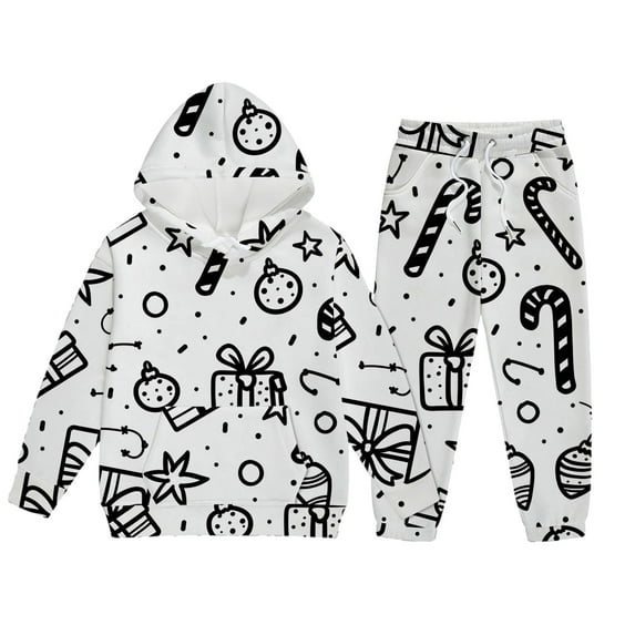 Girls Graphic Hooded Sweatshirt and Jogger Pants Casual Outfit Set for ...