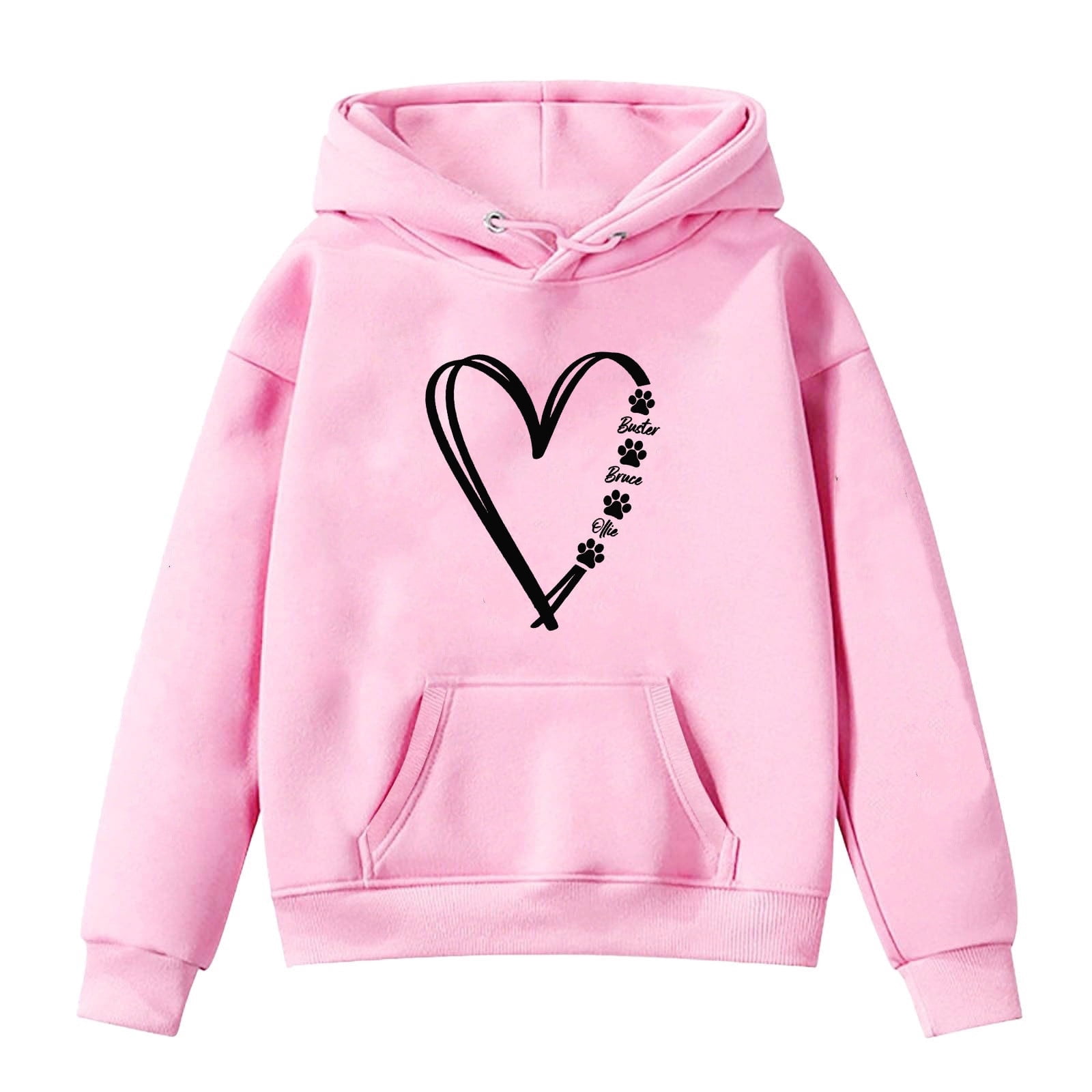 Girls Graphic Hoodies Heart Print Long Sleeve Soft Sweatshirt Kids Cute ...