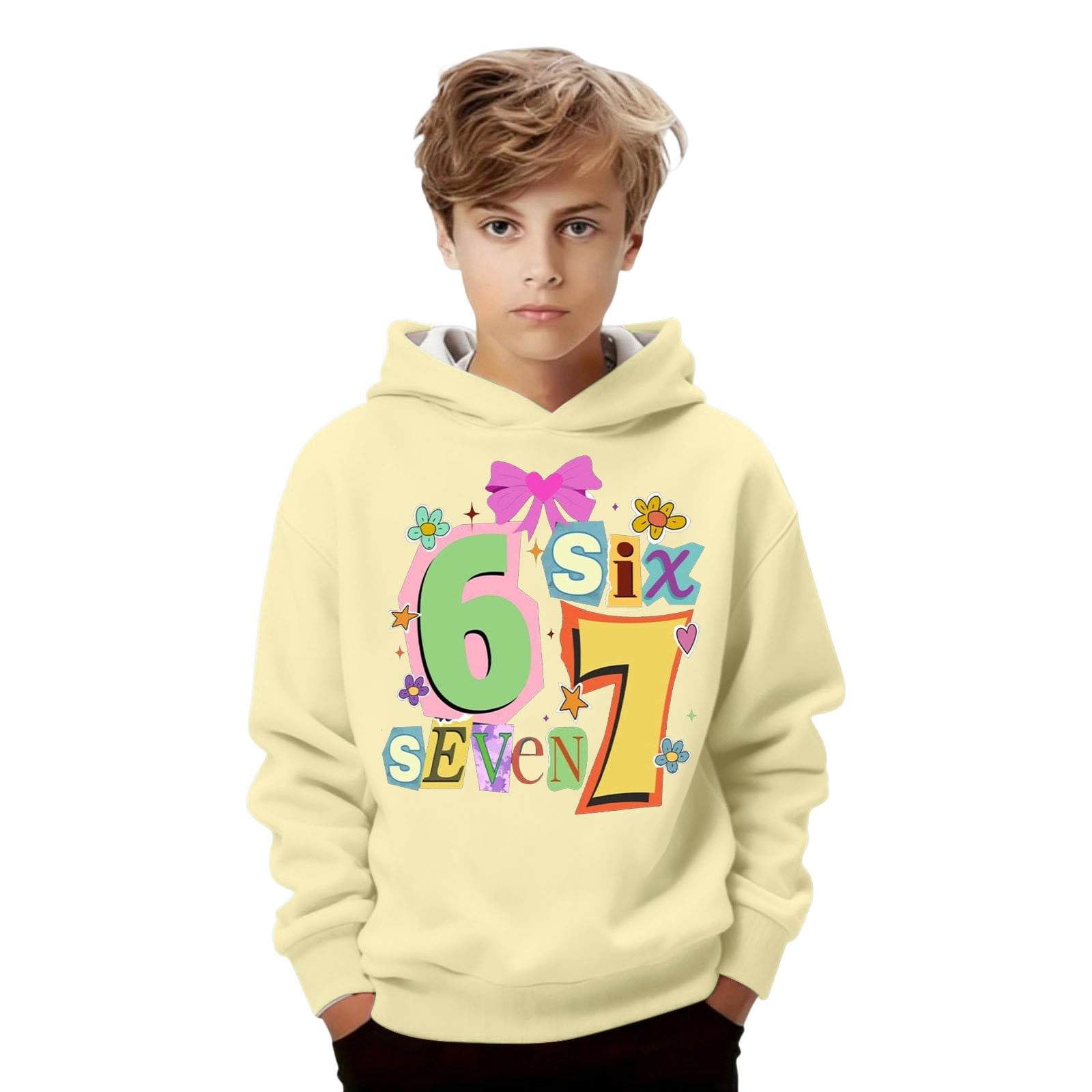 Girls Graphic Print Hooded Sweatshirt Cute Cartoon Number Series ...