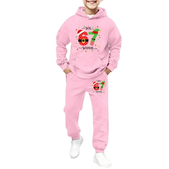Girls Graphic Print Hoodie Jogger Pullover With Pants Casual Winter ...