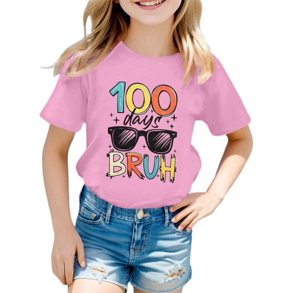 Girls Graphic Print Short Sleeve T Shirt For Back To School Casual ...