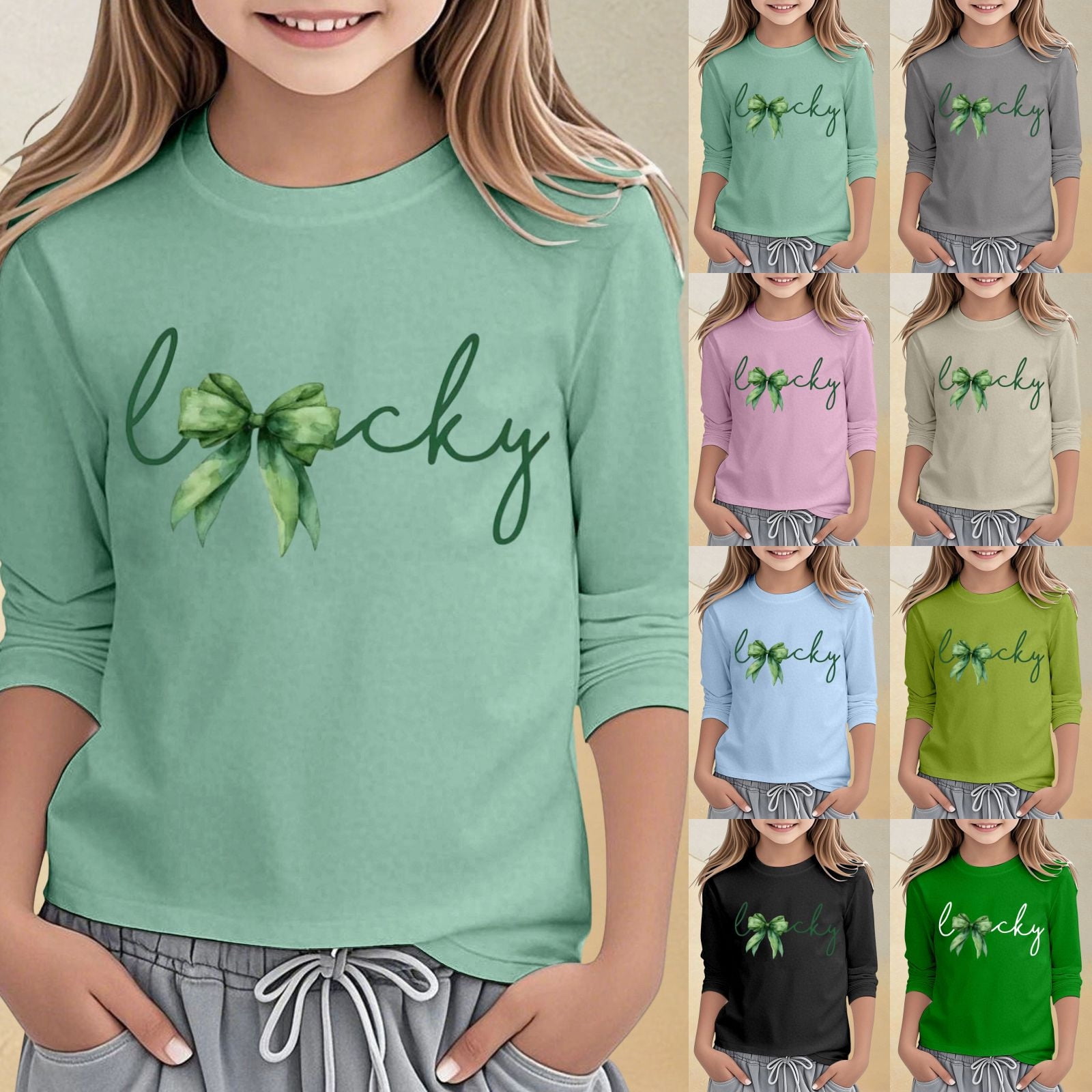 Girls Graphic T Shirts St. Patrick's Day Long Sleeve Crewneck Top Cute ...