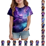 Girls Graphic T Shirts with Celestial Star Print Casual Short Sleeve ...