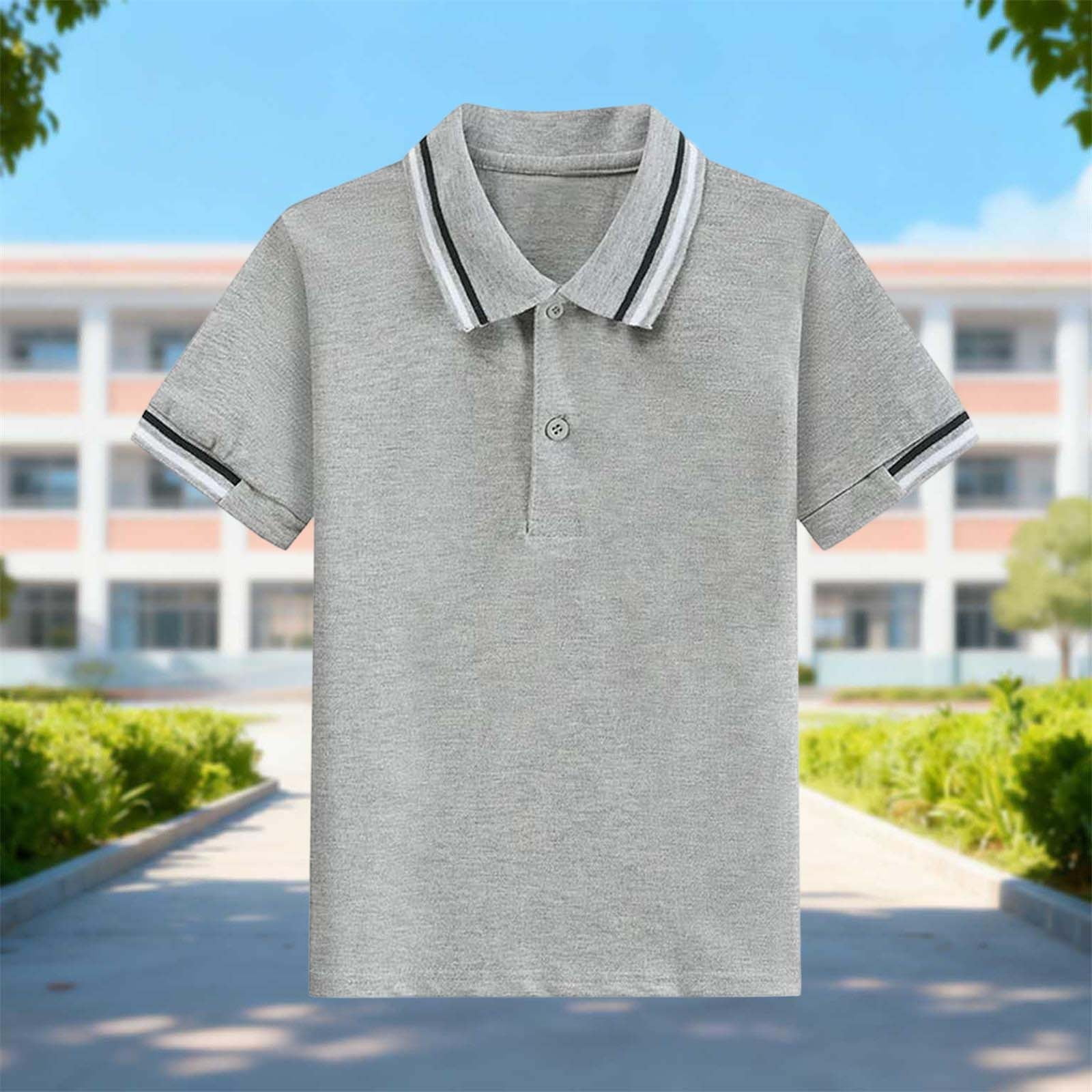 Girls Gray Polo Shirt 100% Cotton Short Sleeve Classic Design with ...