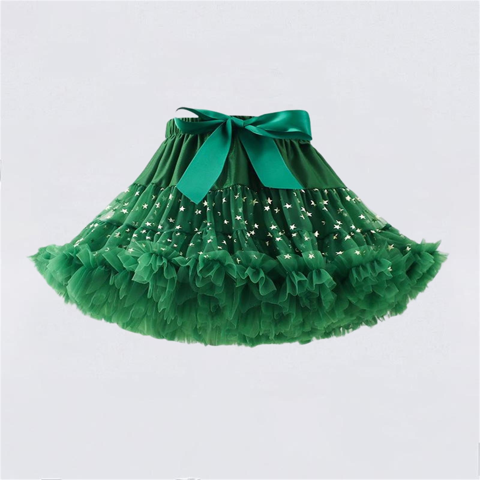 Girls Green Star Tutu Skirt for Party, Fluffy Layered Tulle Skirt with ...