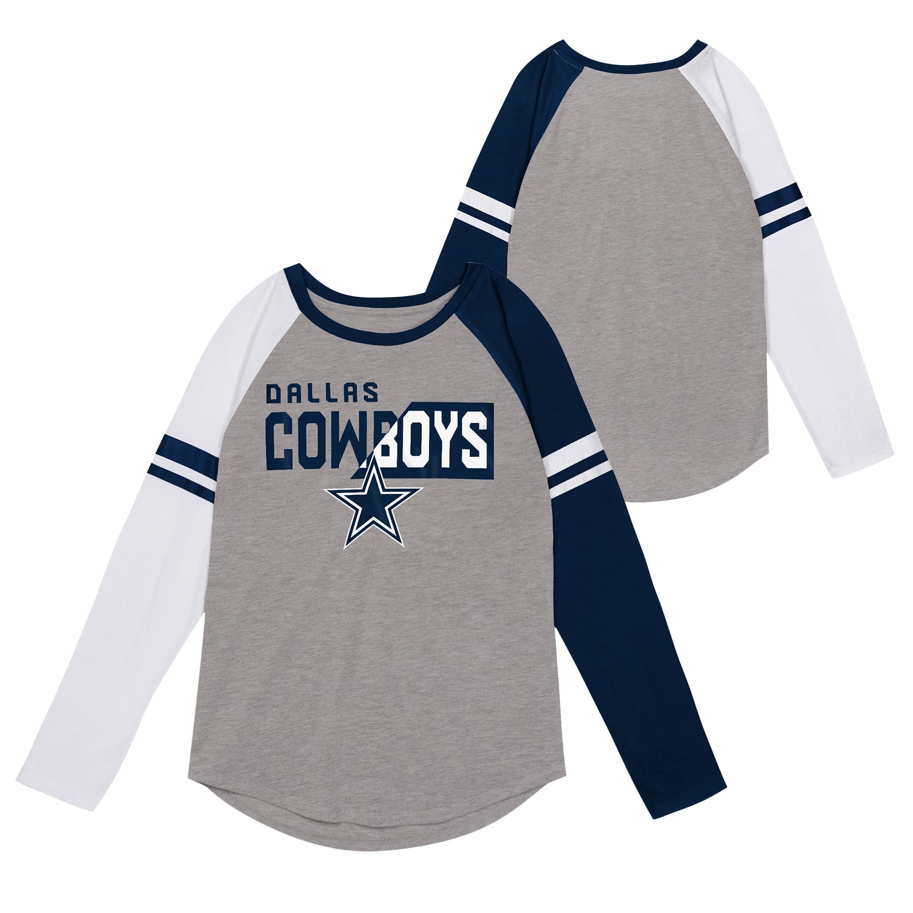 Girls Grey/Team Color Long Sleeve Cotton Ringer Tee Wordmark & Logo ...