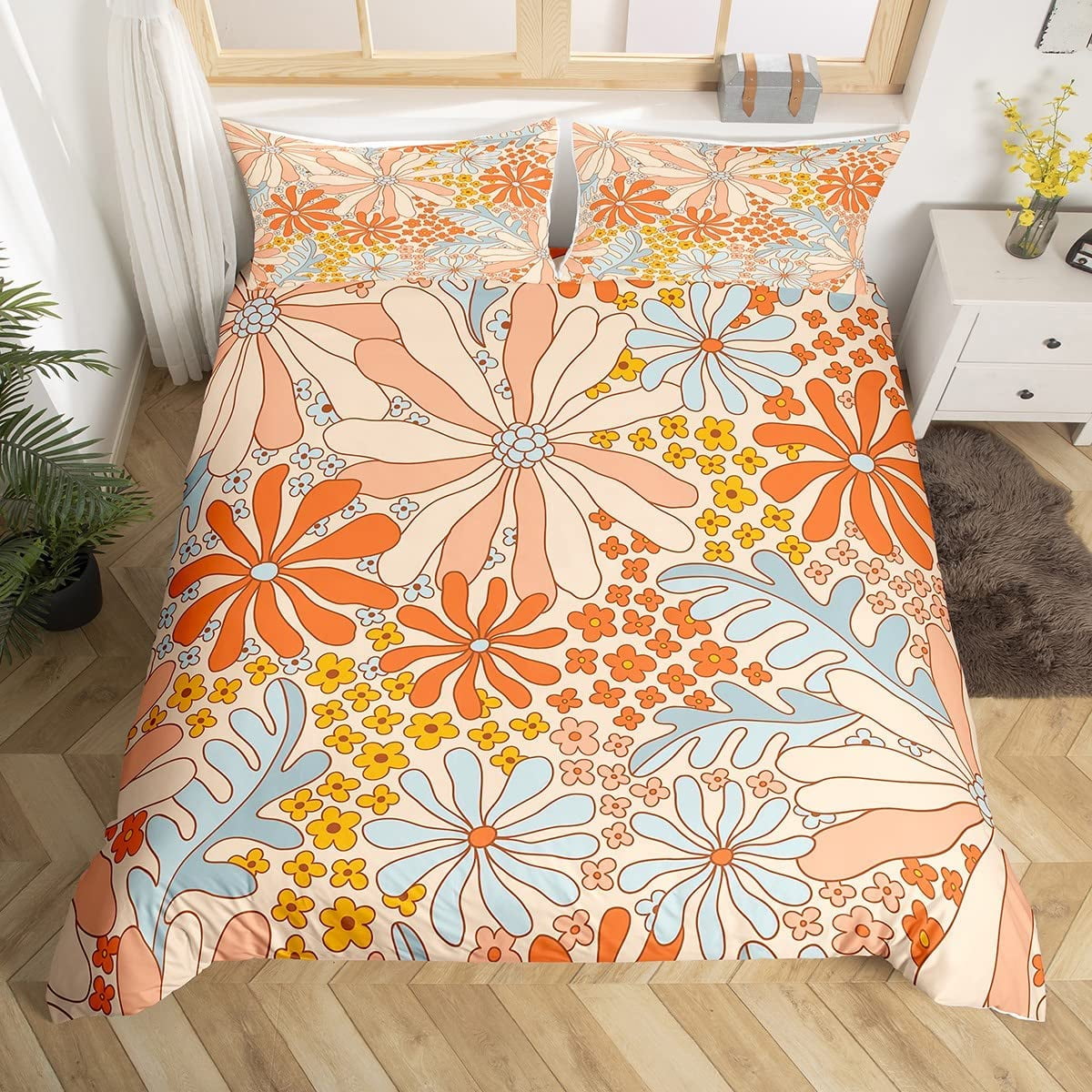 Girls Groovy Flower Duvet Cover for Kids Teens Two Groovy Party ...