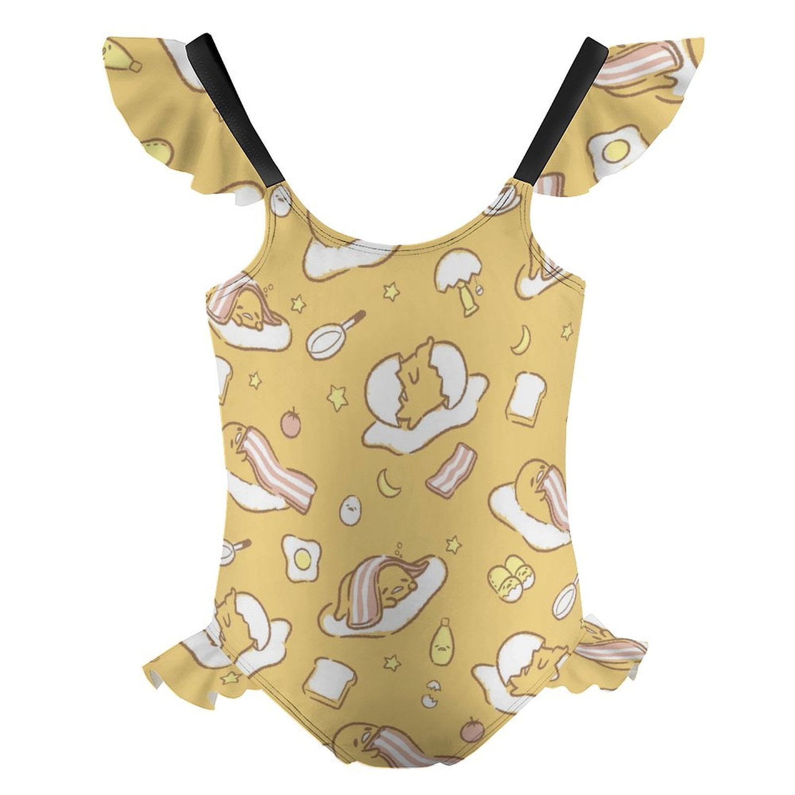 Girls Gudetama One Piece Swimsuit Flutter Sleeve Bathing Suit Summer ...