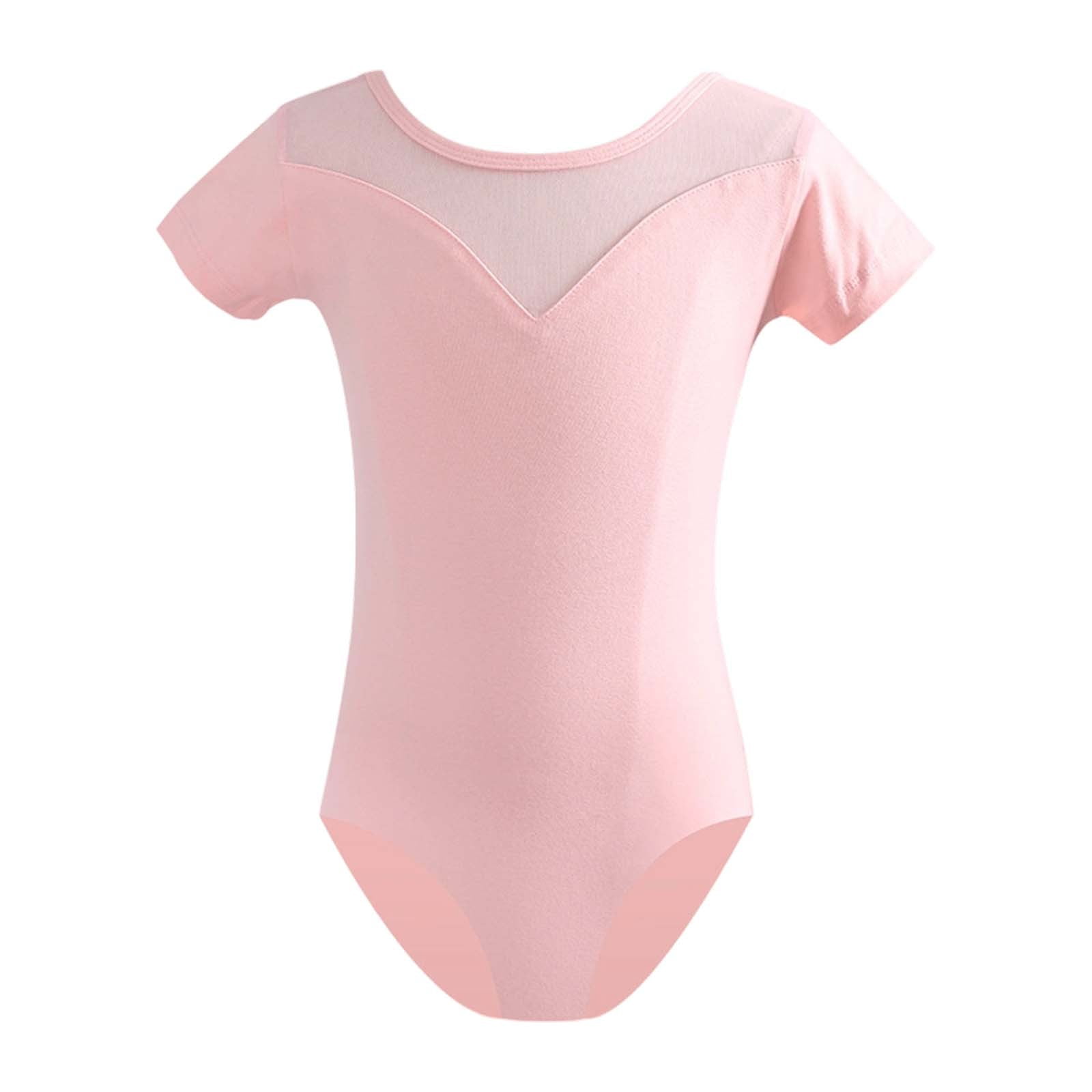 Girls Gymnastics Leotards Ballerina Jazz Dance Recital Short Sleeve ...