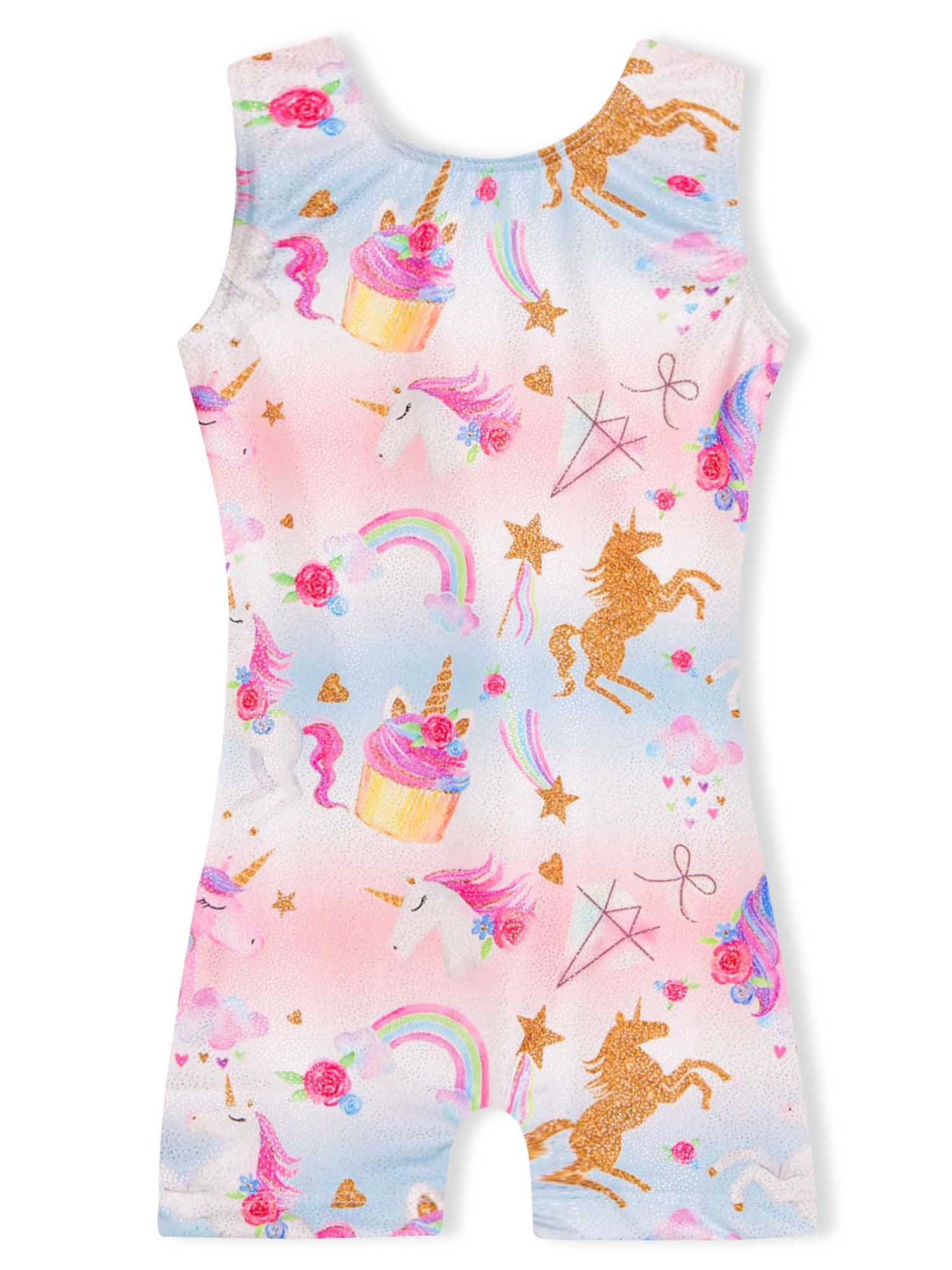 Girls Gymnastics Leotards Biketards with Shorts Size 4t 5t Pink Sparkly ...