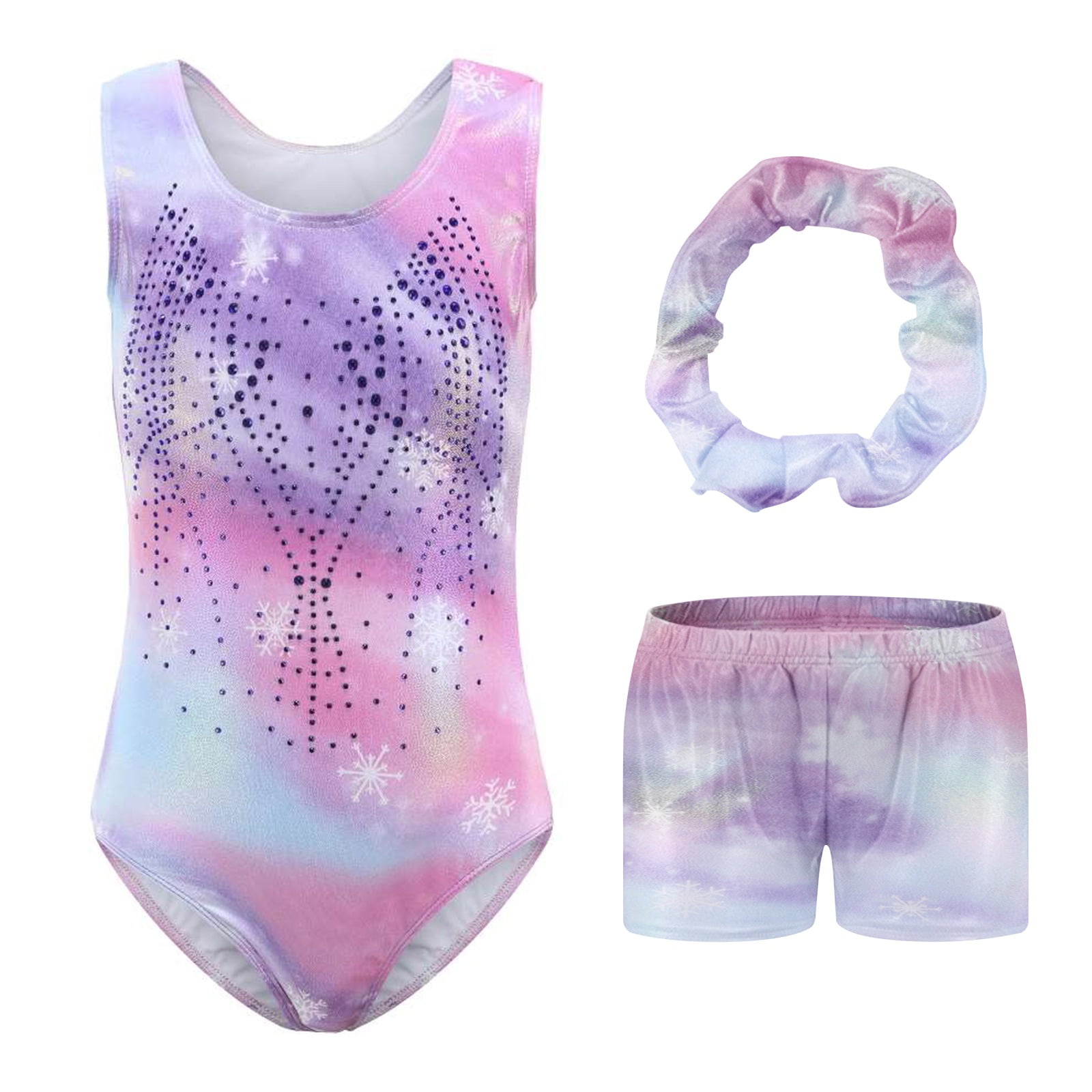 Girls Gymnastics Leotards Dance Outfit, Snowflake Sleeveless Ballet ...