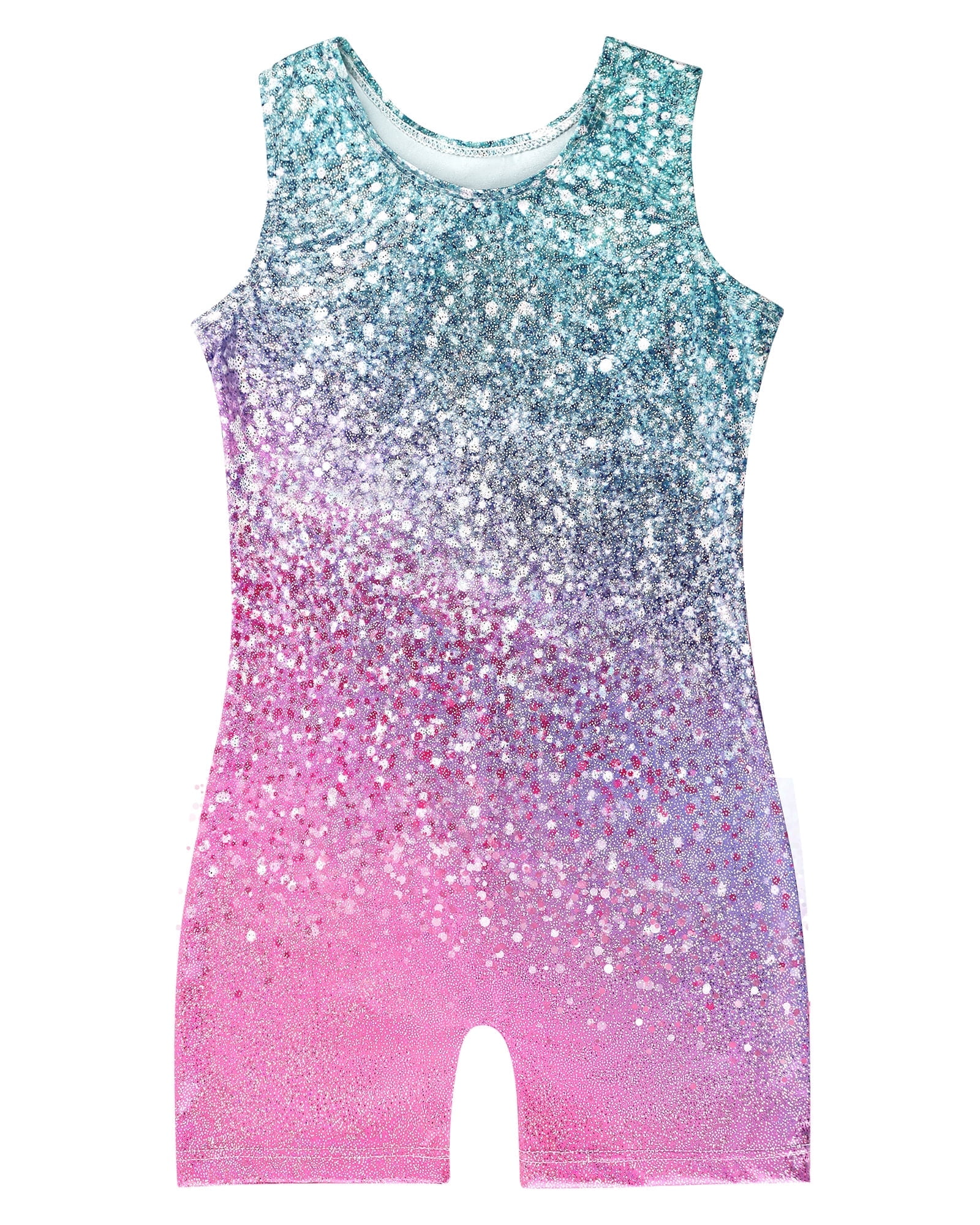 Girls Gymnastics Leotards with Shorts Sparkle Dance Unitards Mermaid ...