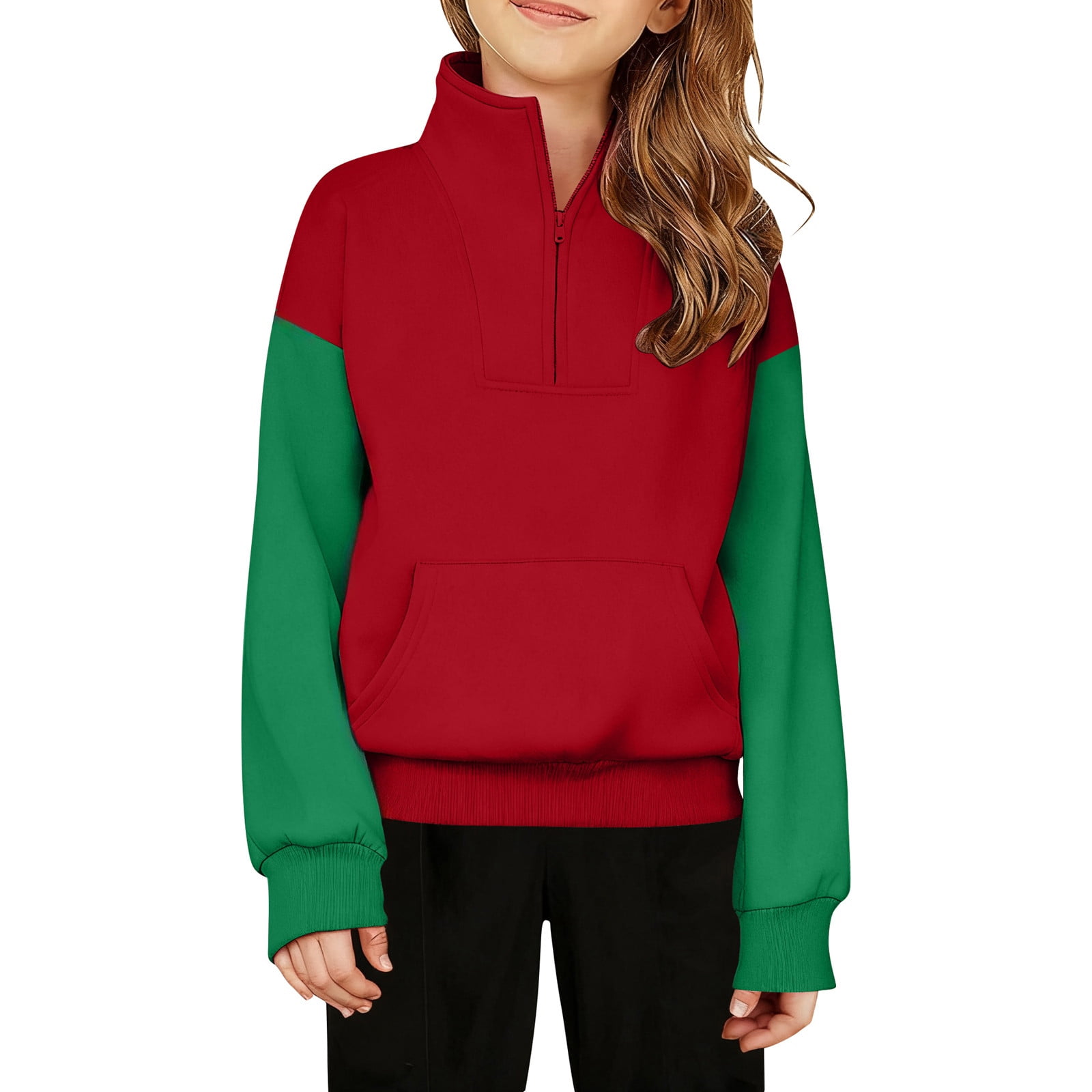 Girls Half Zip Sweatshirt Quarter Zip Fleece Hoodie Pullover with ...