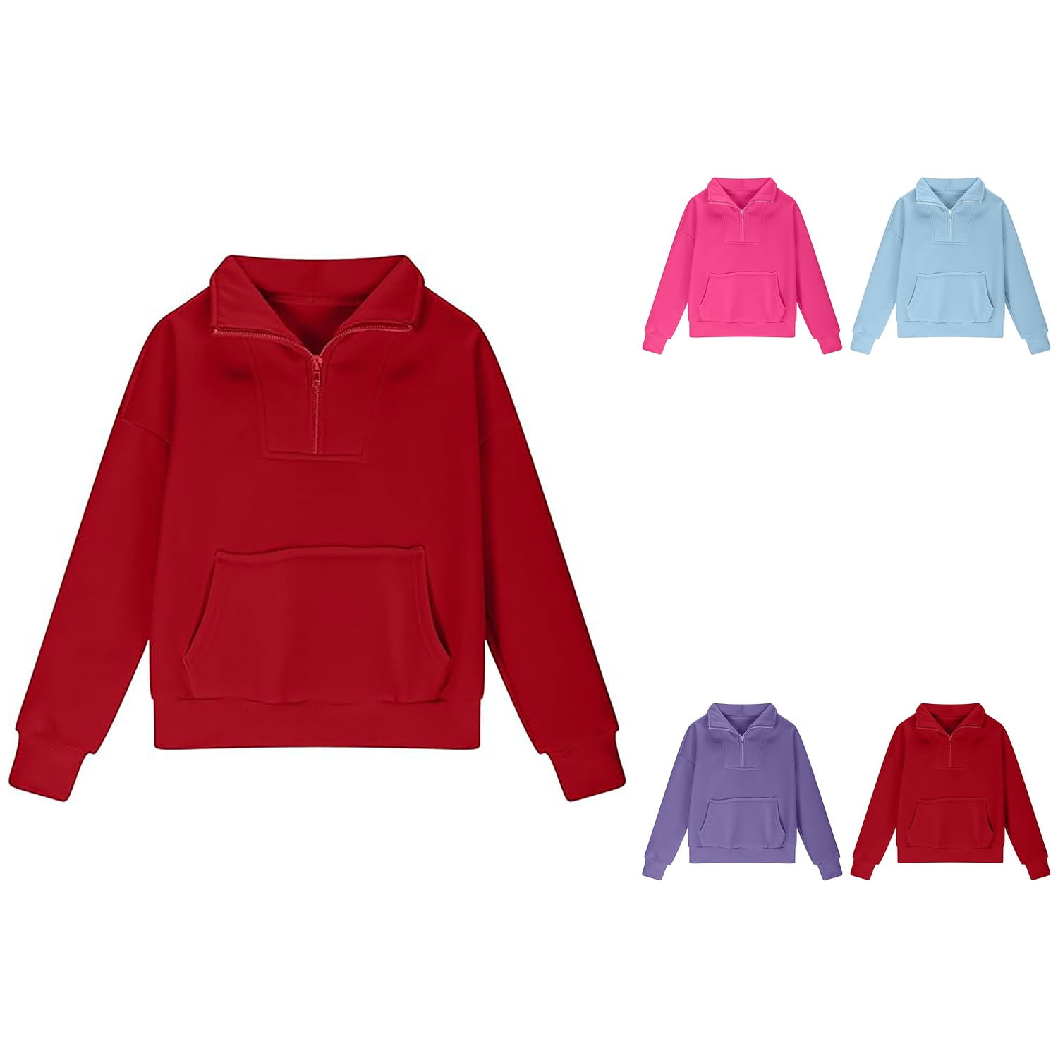 Girls Half Zip Sweatshirt Quarter Zip Pullover Sweatshirts With Pocket ...