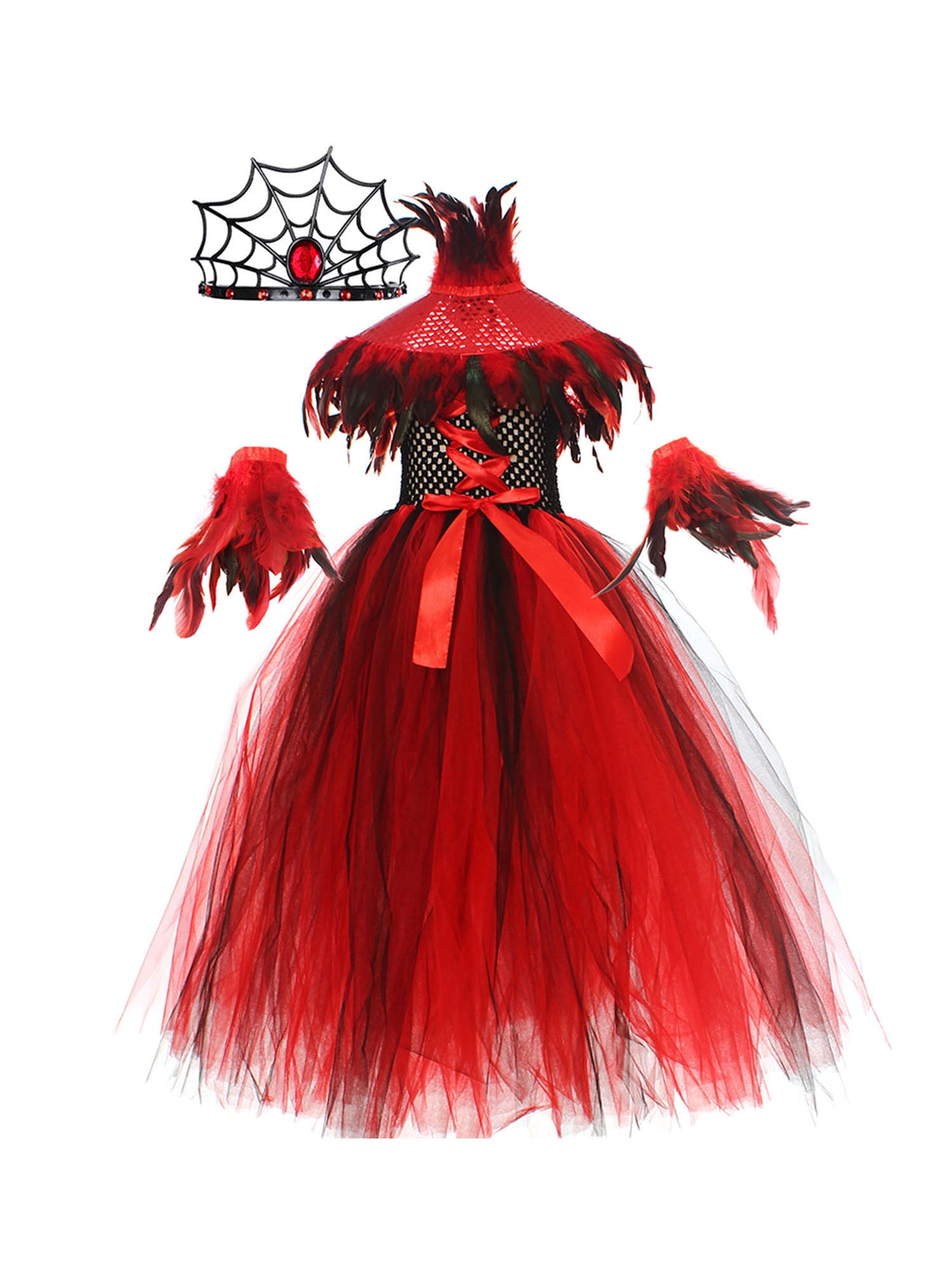 Girls Halloween Costume Gothic Medieval Queen Dress Set With Vampire