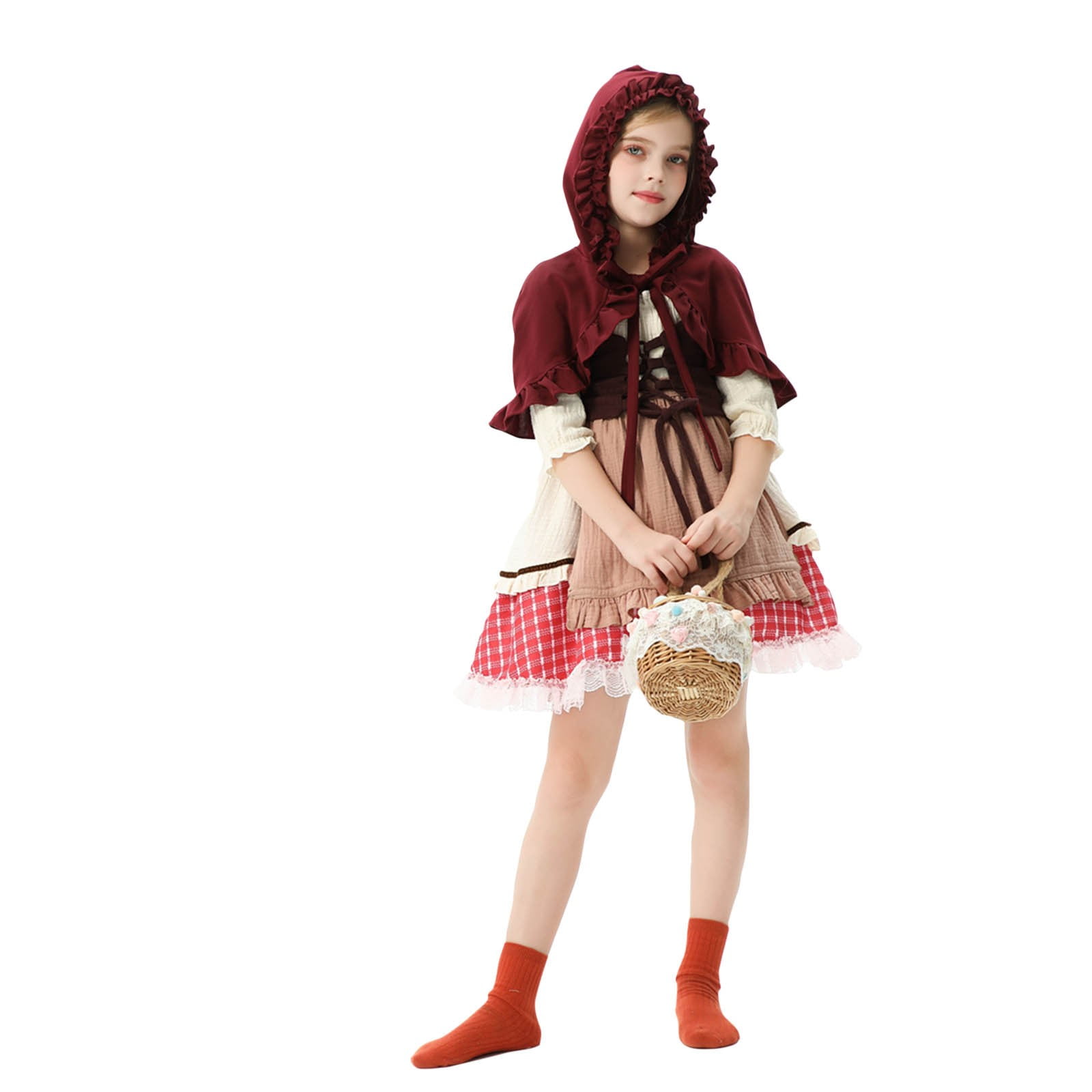 Girls Halloween Costumes 2024 Little Red Riding Hood Costume Dress ...