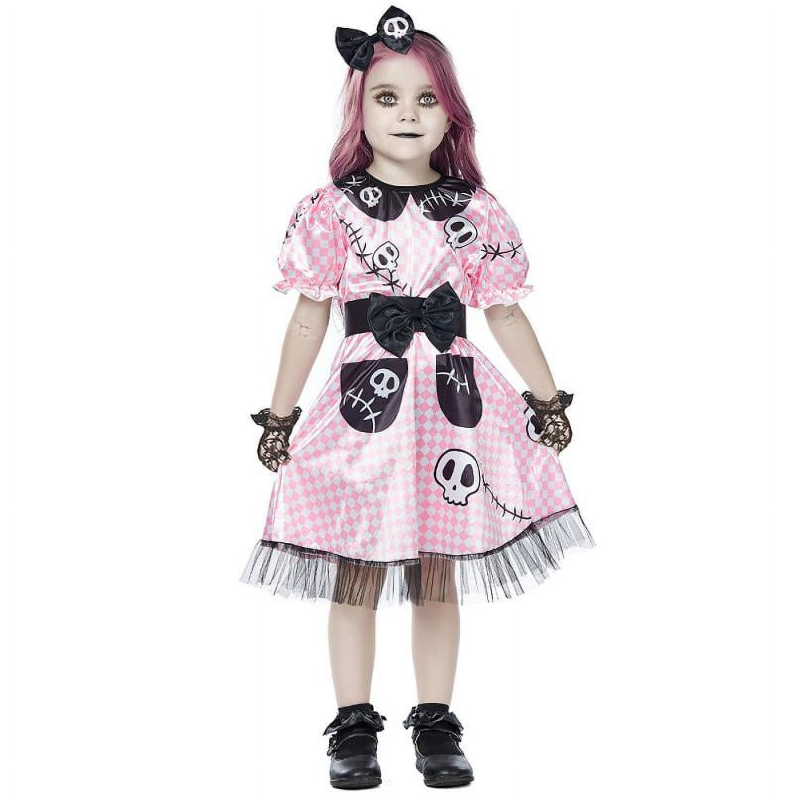 Girls Halloween Dress Skull Print With Headband Glove Cosplay Party ...
