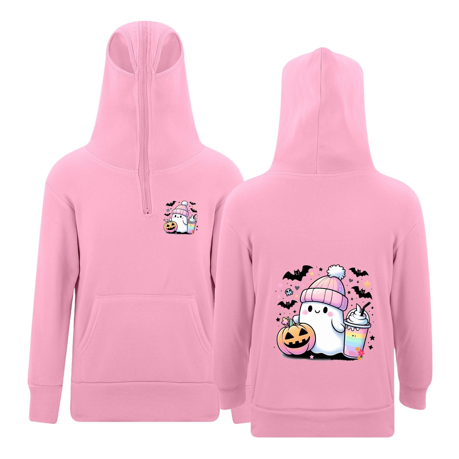 Girls Halloween Full Zip Hoodie Print Long Sleeve Pullover With Pockets ...