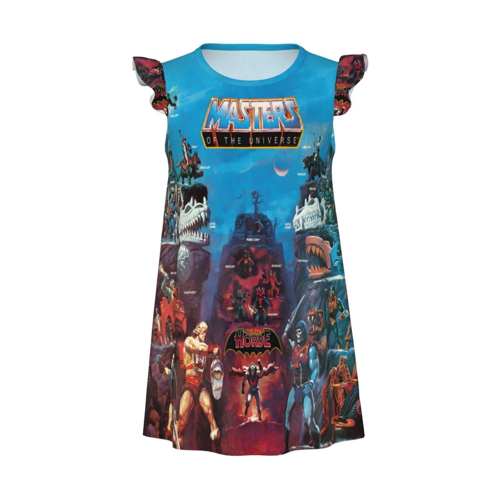 Girls He Man Mas-ters Universe Flutter Sleeve Soft Fabric Casual Dress ...