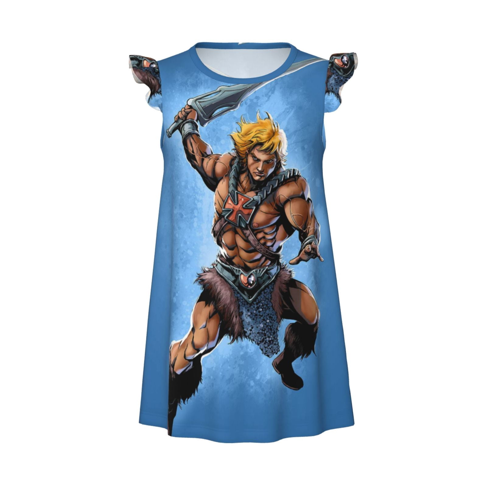 Girls He Man Mas-ters Universe Flutter Sleeve Soft Fabric Casual Dress ...