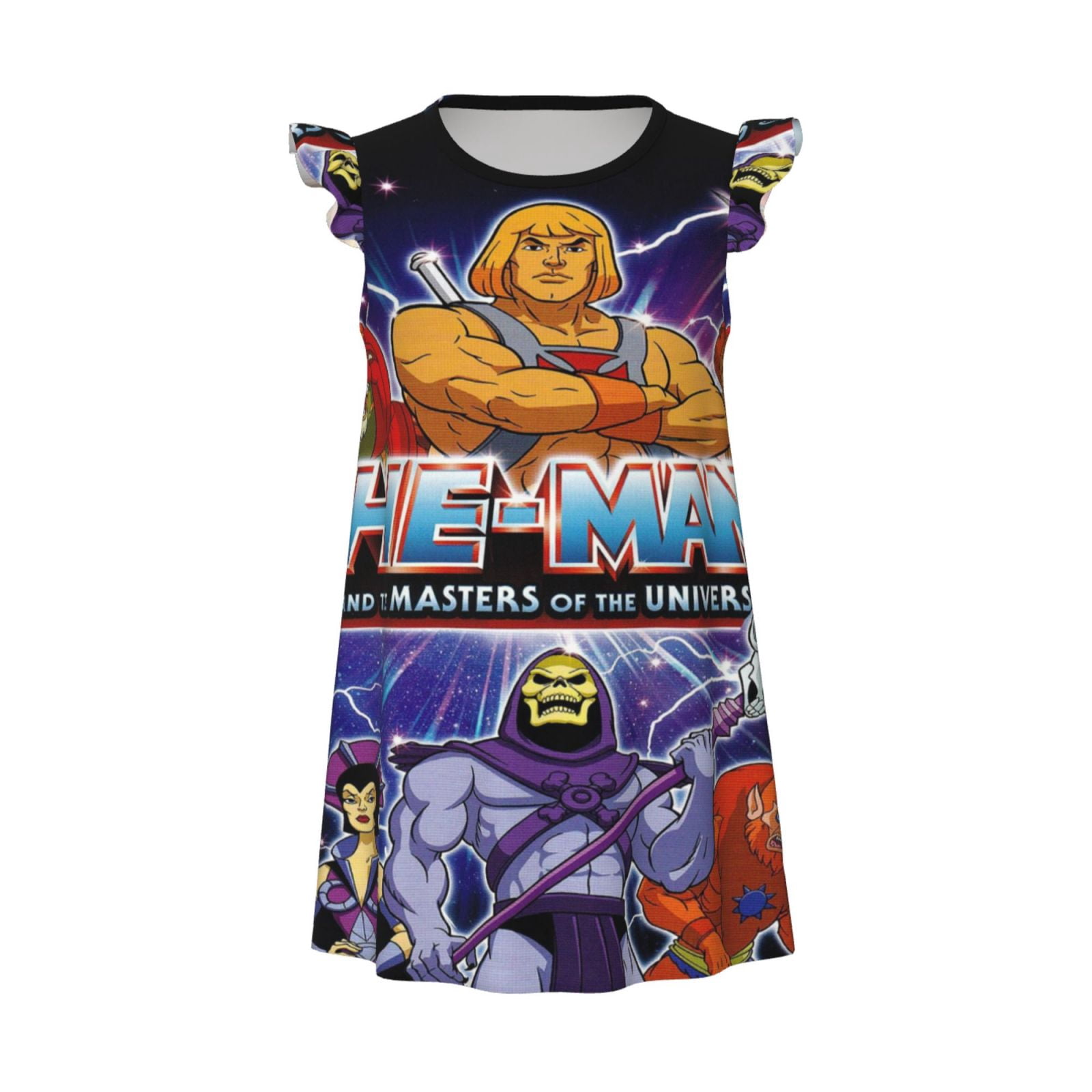 Girls He Man Mas-ters Universe Flutter Sleeve Soft Fabric Casual Dress ...