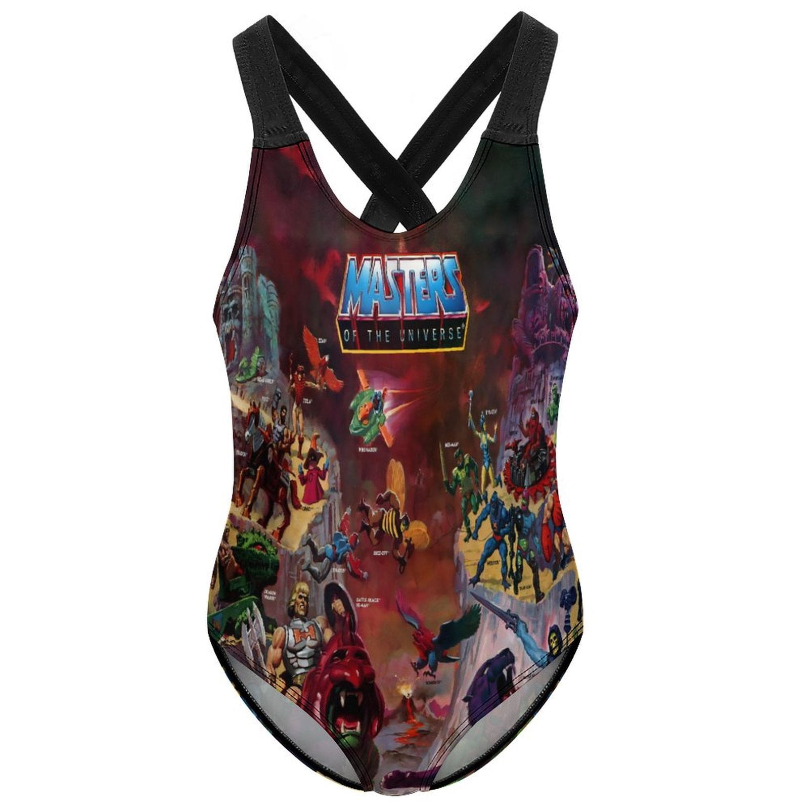 Girls He Man Mas-ters Universe One Piece Swimsuits Bathing Suits Cross ...