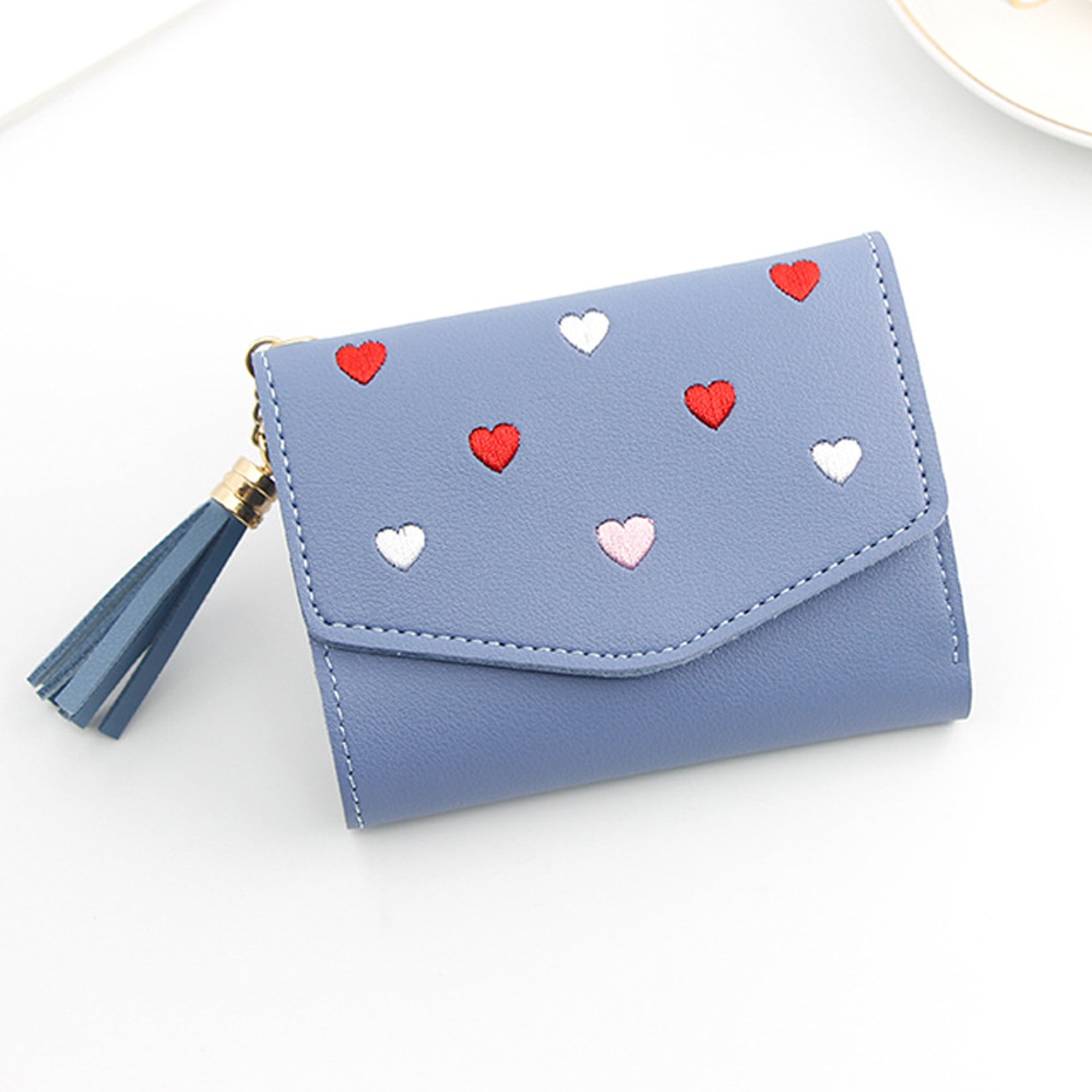 Girls Heart-shaped Tassel Wallet Smal Women's Wallet Lovely Pu Leather ...