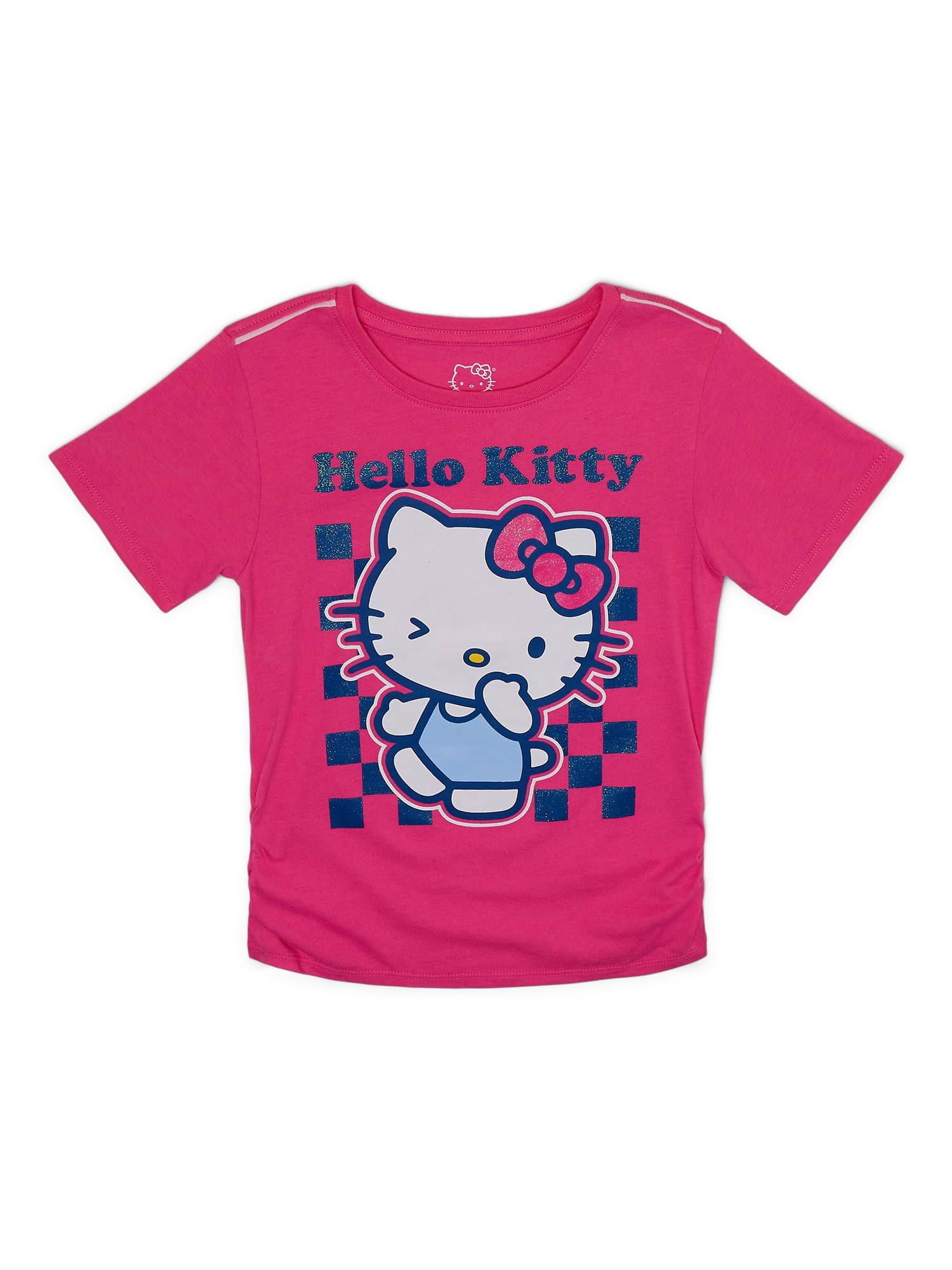 Brandclub Hello Kitty Girls Glitter Short Sleeve T Shirt Sizes 4 16