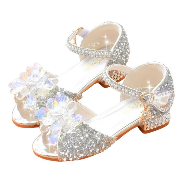 Girls High Heels Dress Sandals Princess Bow Shoes Party Flower Wedding Shoes for Toddler Kids ...