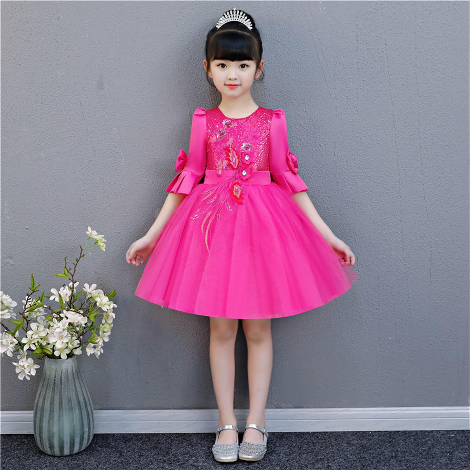 Girls High Low Tulle Dress Princess Birthday Pageant Wedding Christmas ...