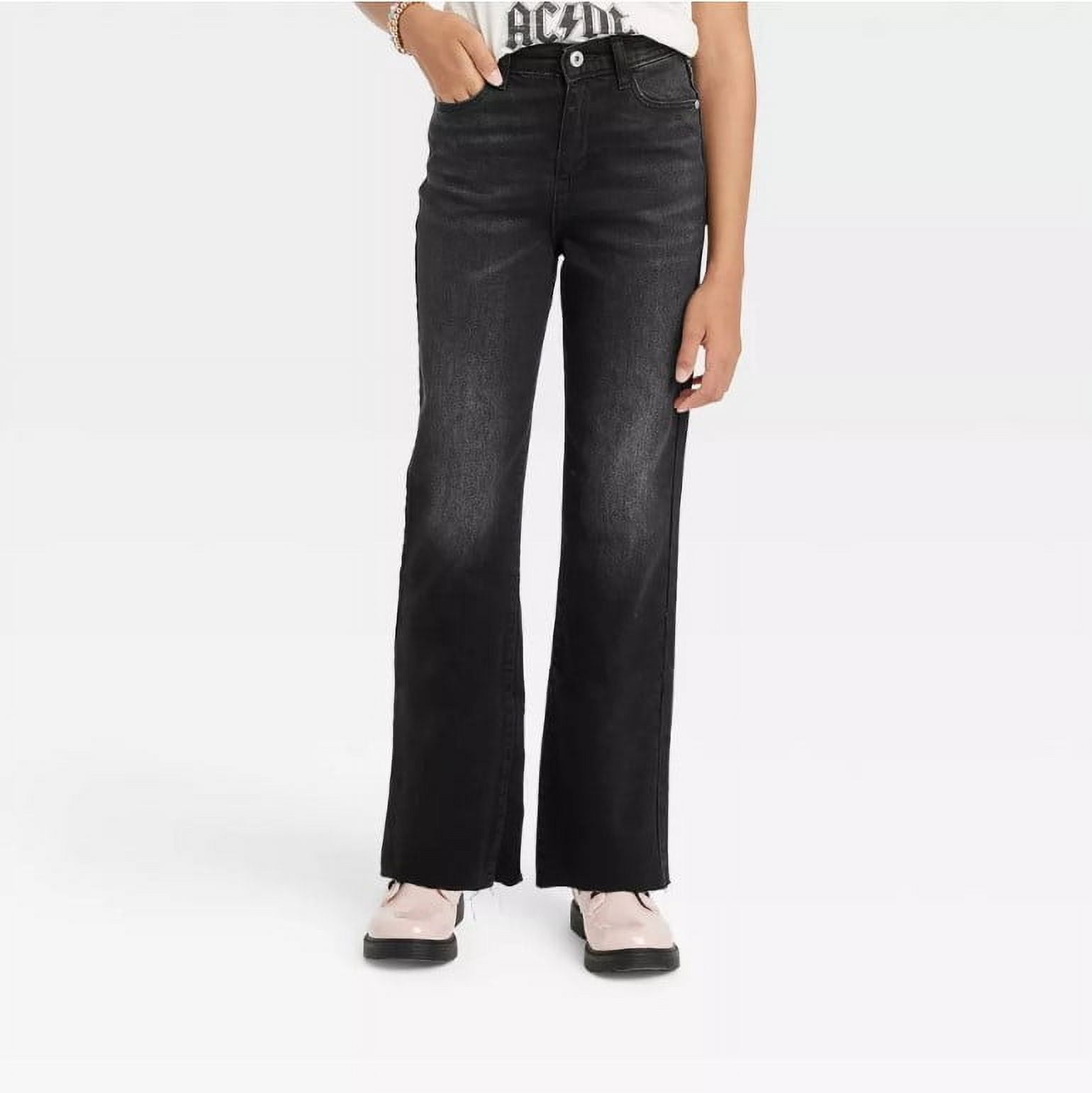 Girls' High-Rise Dad Jeans - art class Black Wash 8 - Walmart.com