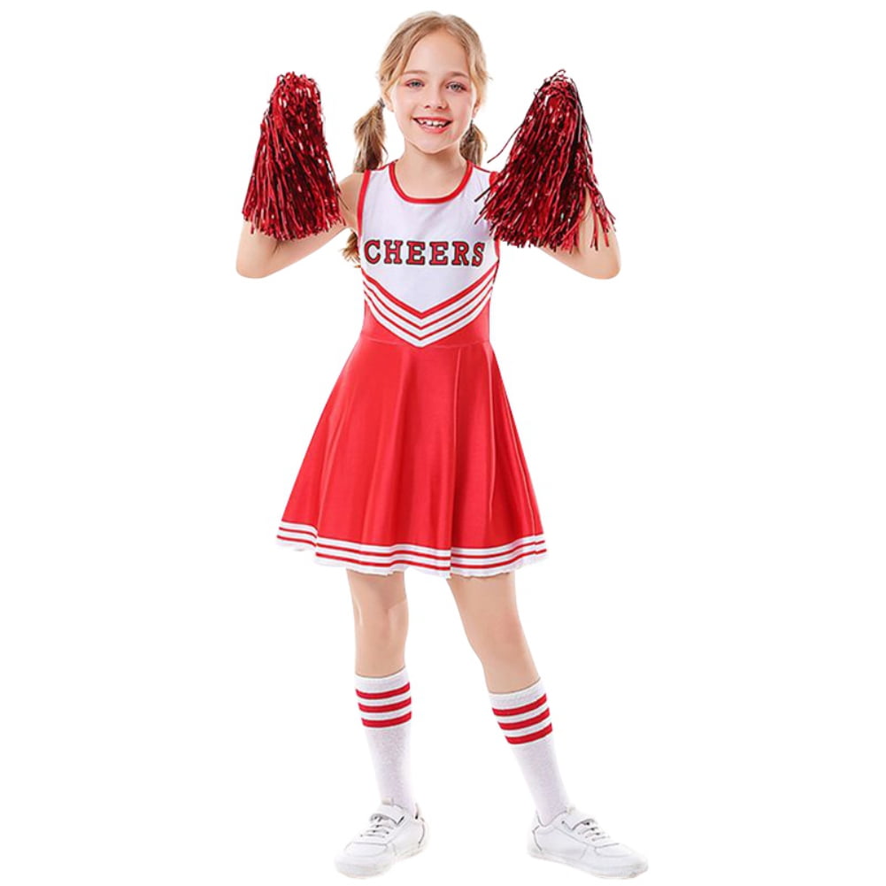 Girls High School Cheerleader Costume,Cheerleader Uniform with 2Pcs ...