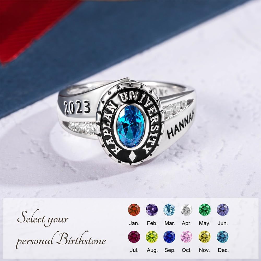 Girls High School Custom Class Rings - Personalized Graduation Sterling ...