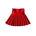Girls High Waist Knitted Skirts Stretchy A-Line Flared Pleated Skater ...