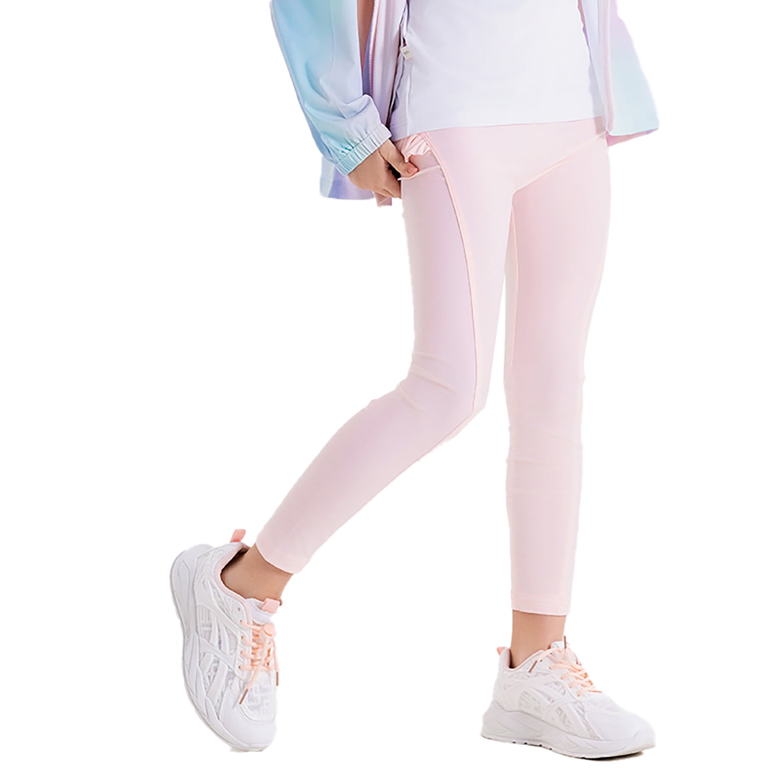 Girls High Waist Yoga Pants With Flounce Hem Daughter Matching Athletic ...