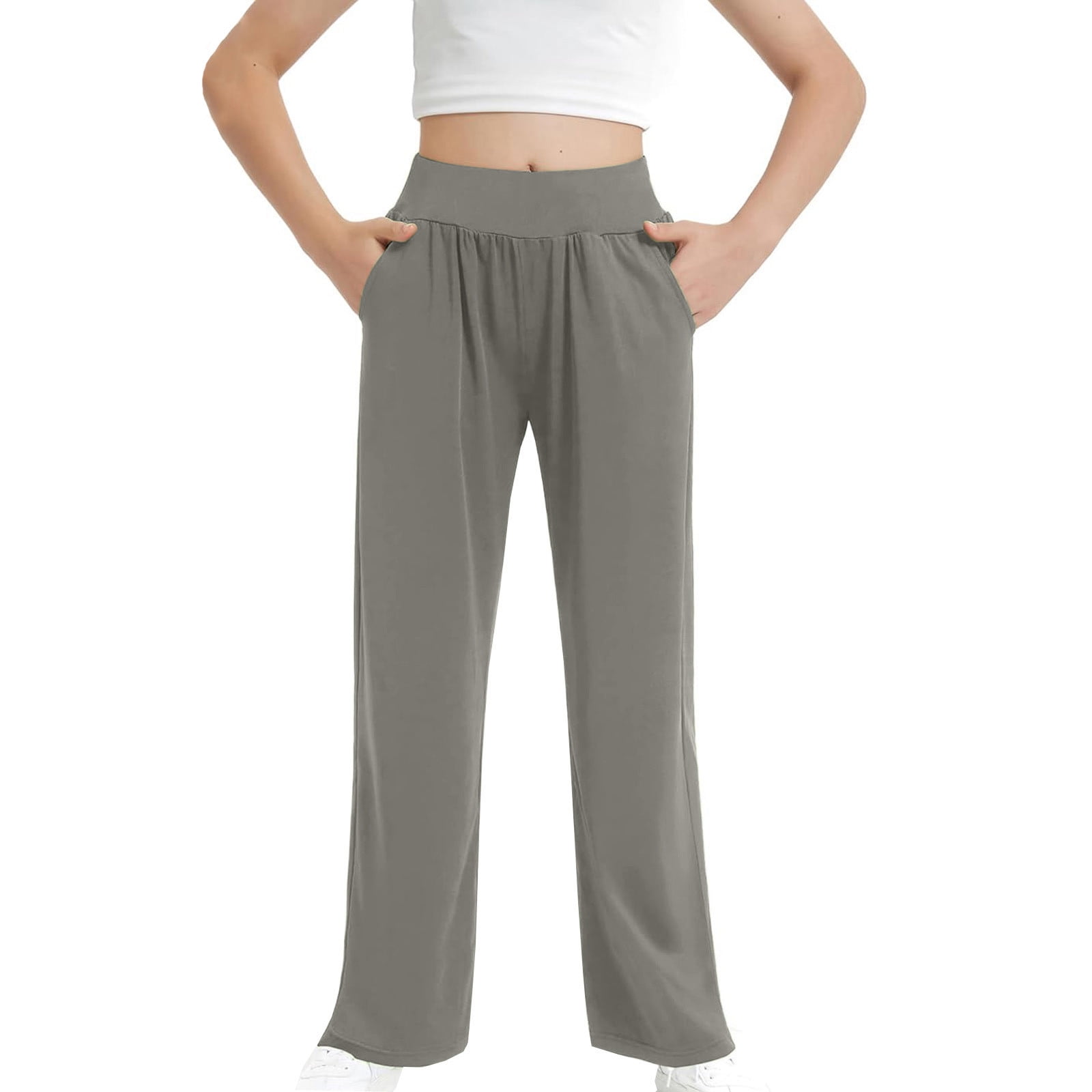 Girls' High Waisted Sweatpants New Girl's Wide Leg Straight Sweatpants ...