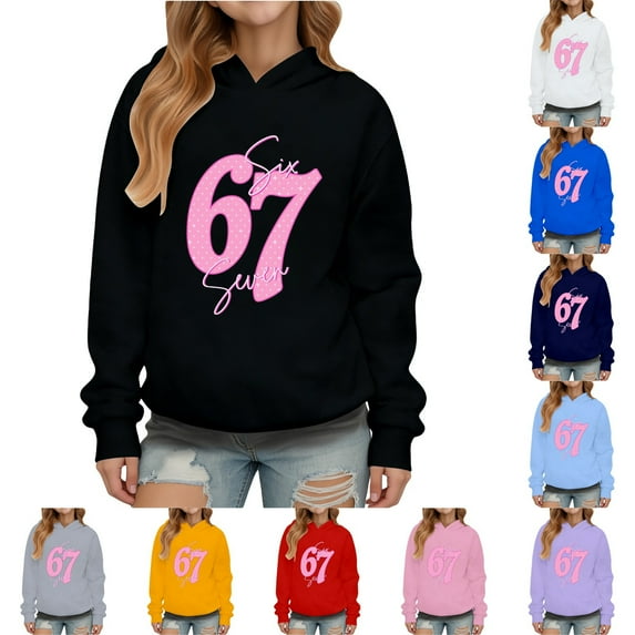 Girls Hip Hop Rap Tracksuit Warm 67 Pullover Hoodie Casual Outfit ...