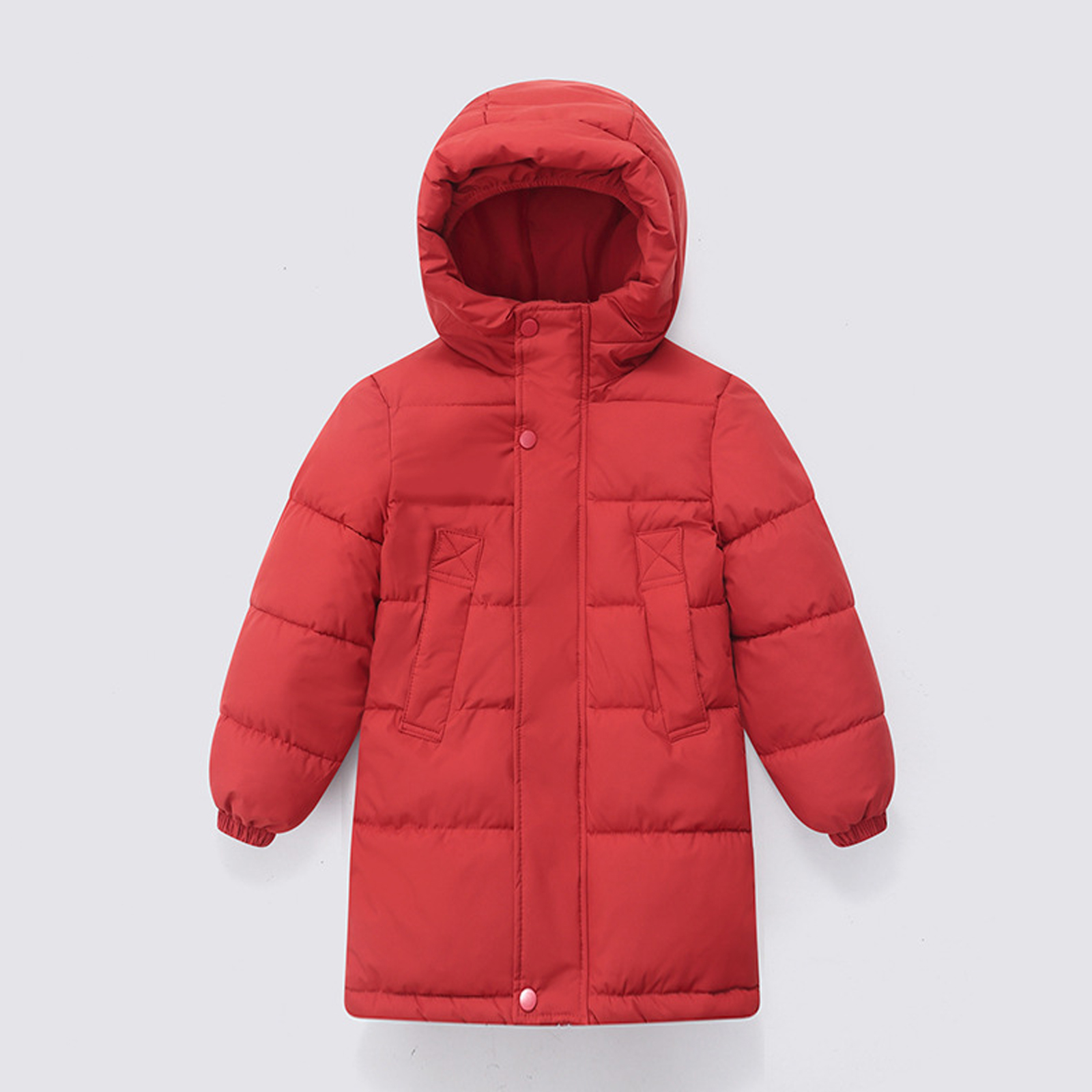 Girls Hooded Puffer Long Coat Zipper Lightweight Winter Outerwear Warm ...