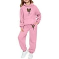 Girls Hooded Tracksuit Leopard Print Heart Design Fleece Jogger Outfit ...