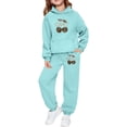 Girls Hooded Tracksuit With Leopard Print And Cherry Design Fleece ...