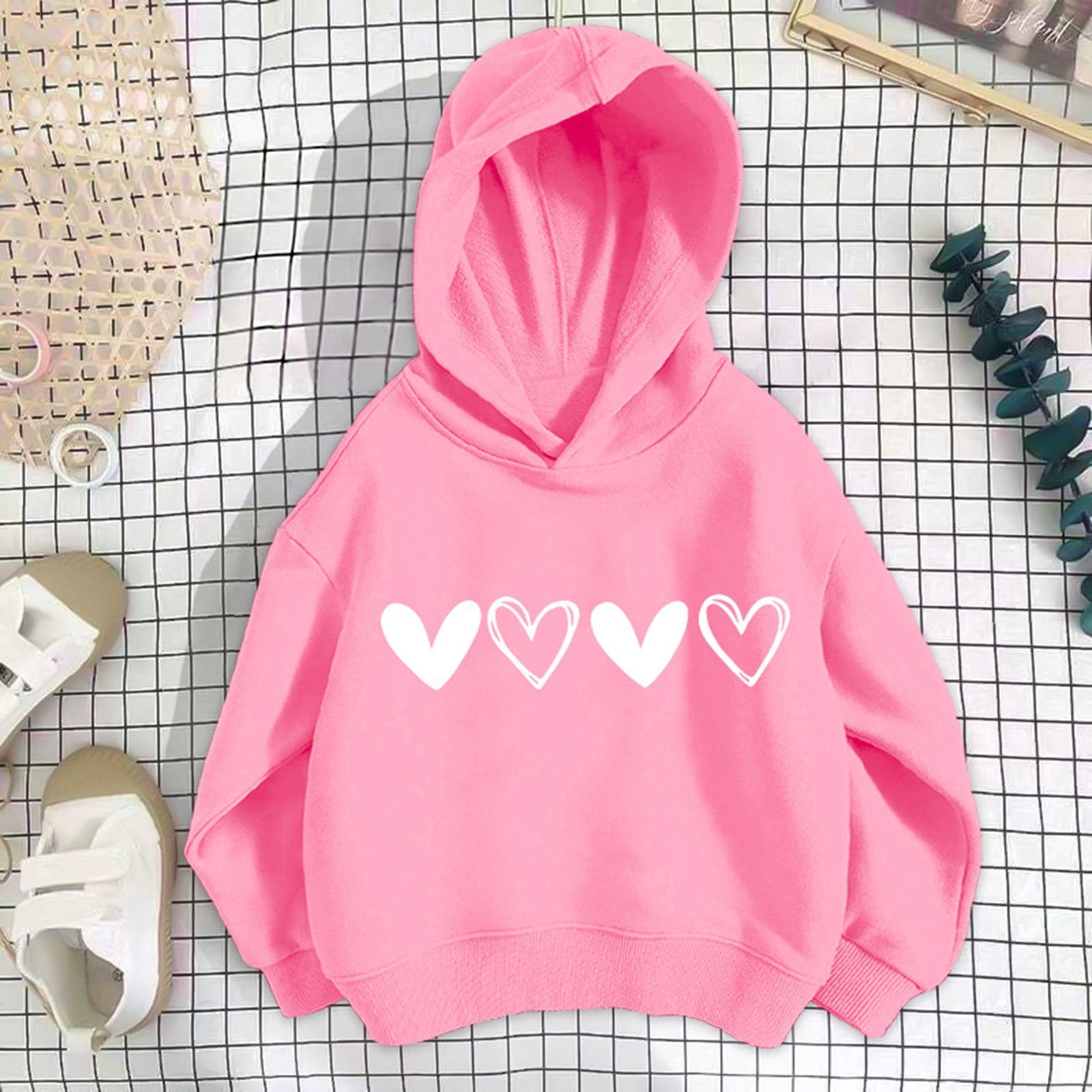 Girls Hoodie Girls Hoodies and Sweatshirts Stylish Heart Print Pullover ...