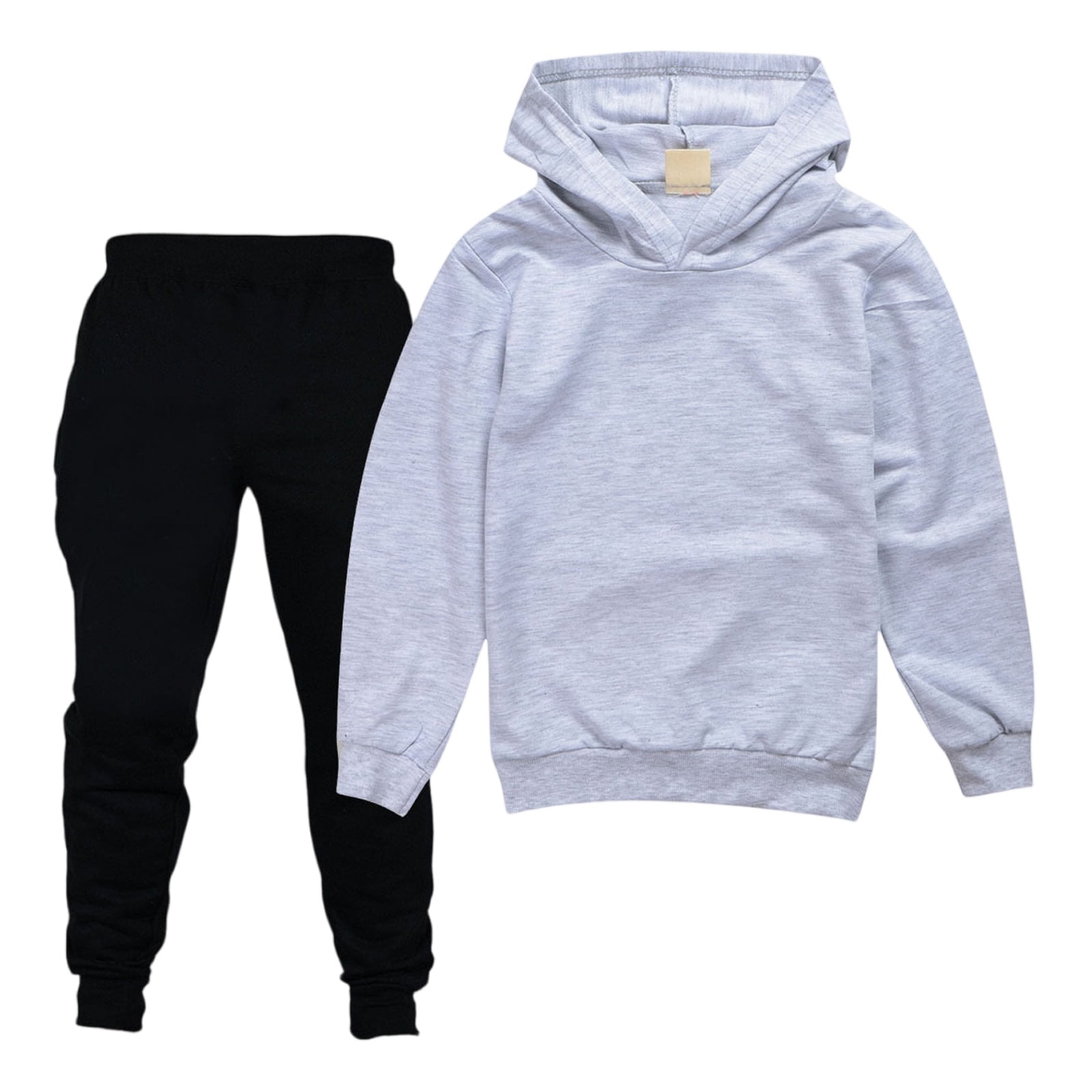 Girls Hoodie & Jogger Set, Solid Color Pullover & Matching Pants, Cozy ...