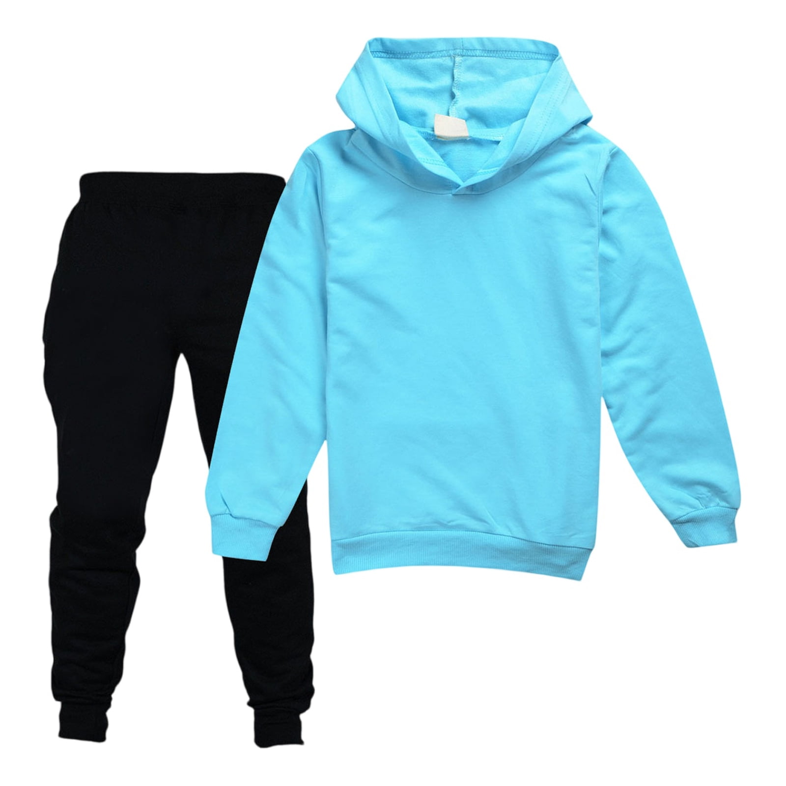 Girls Hoodie & Jogger Set, Solid Color Pullover & Matching Pants, Cozy ...