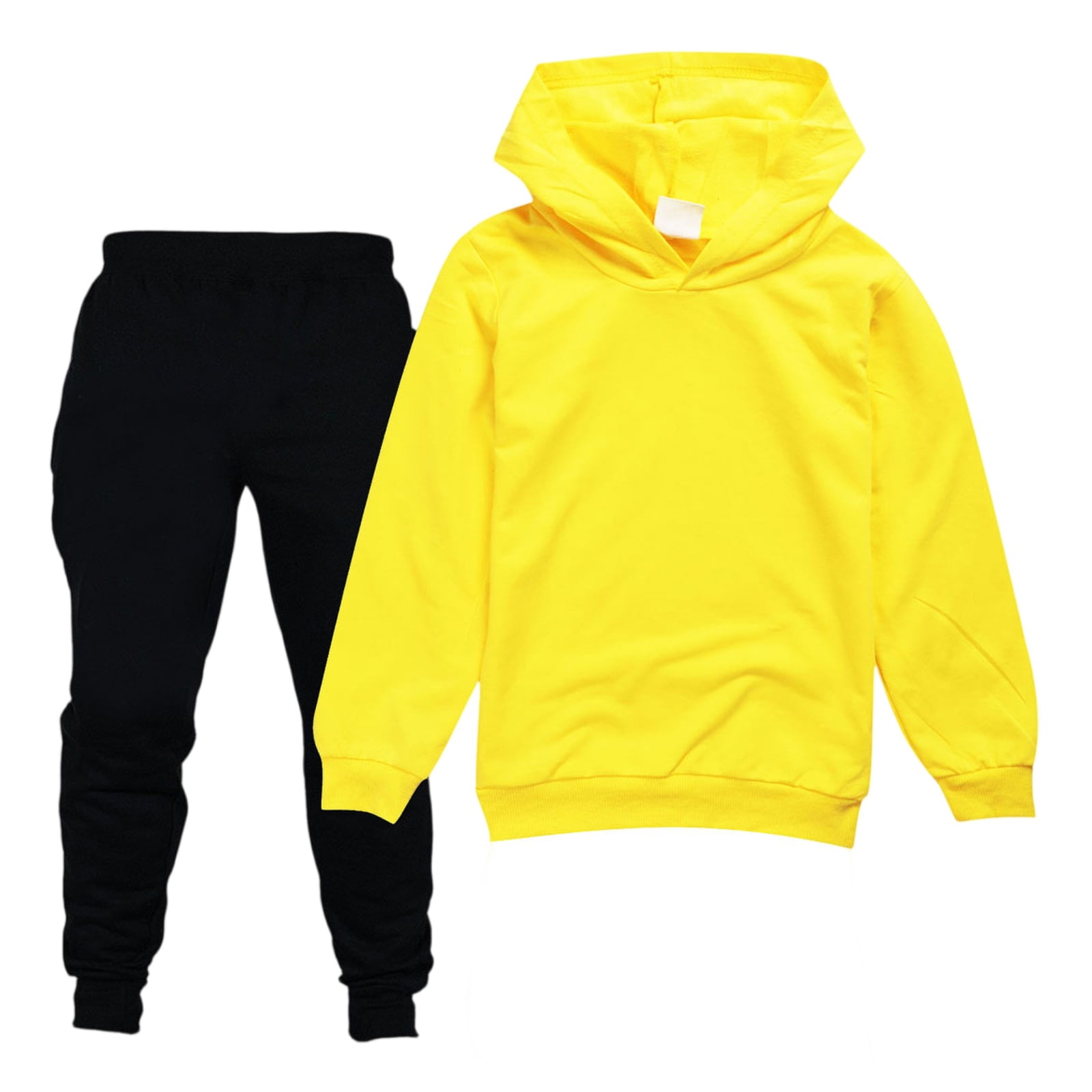 Girls Hoodie & Jogger Set, Solid Color Pullover & Matching Pants, Cozy ...